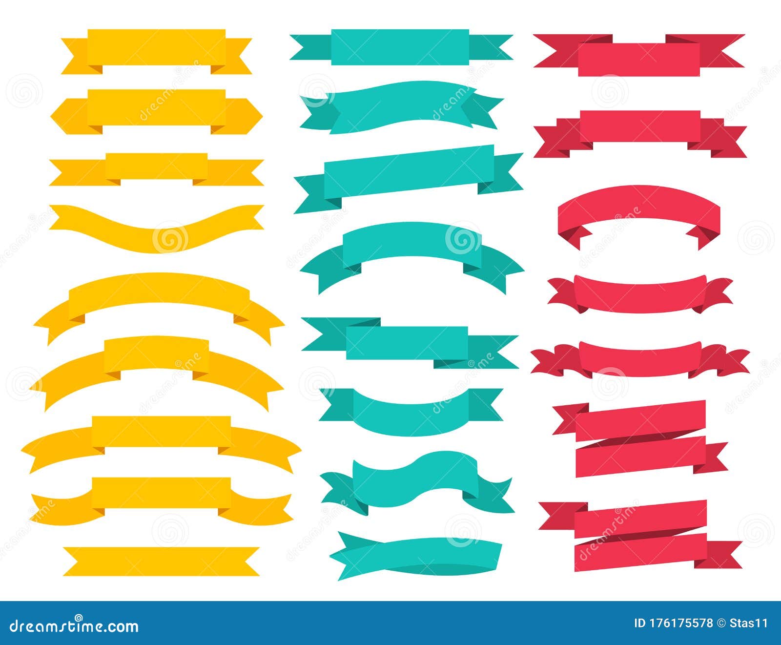 Set of Banner Ribbon Elements on a White Background. Vector ...