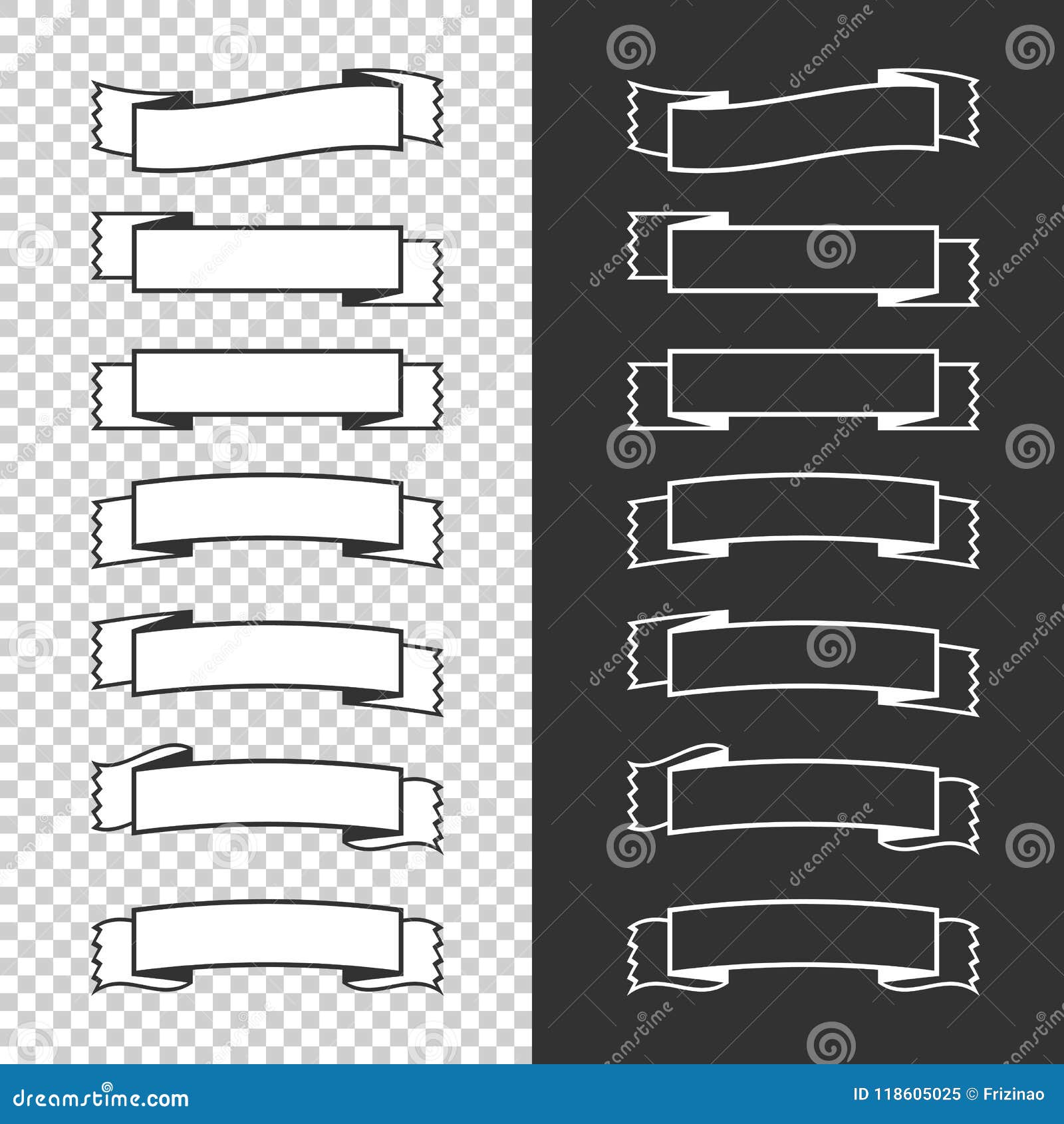 A Set of Banner Ribbons. with Space for Text. a Simple Flat Vector ...