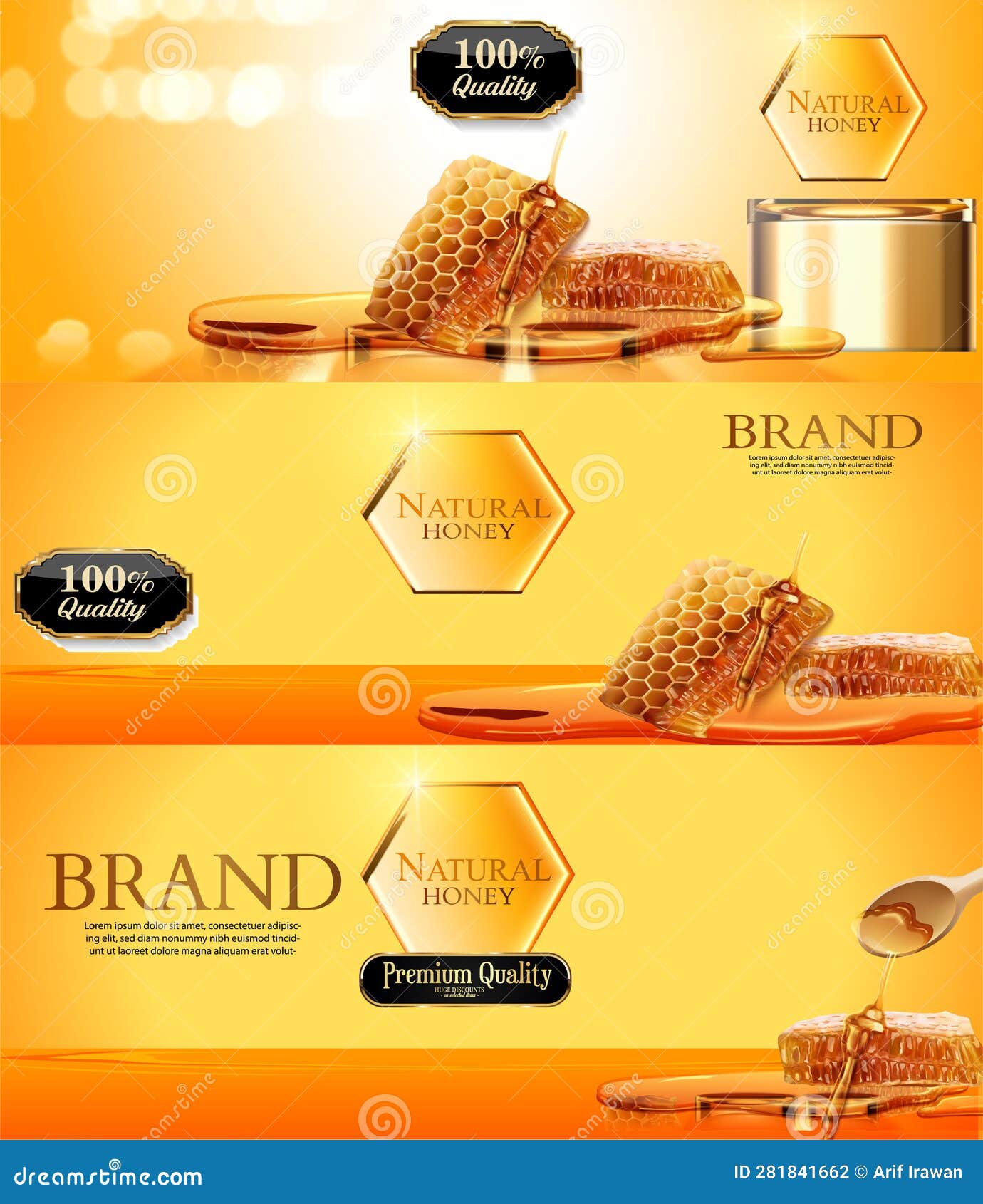SET of BANNER STICKER PRODUCT HONEY Stock Photo - Image of organic ...