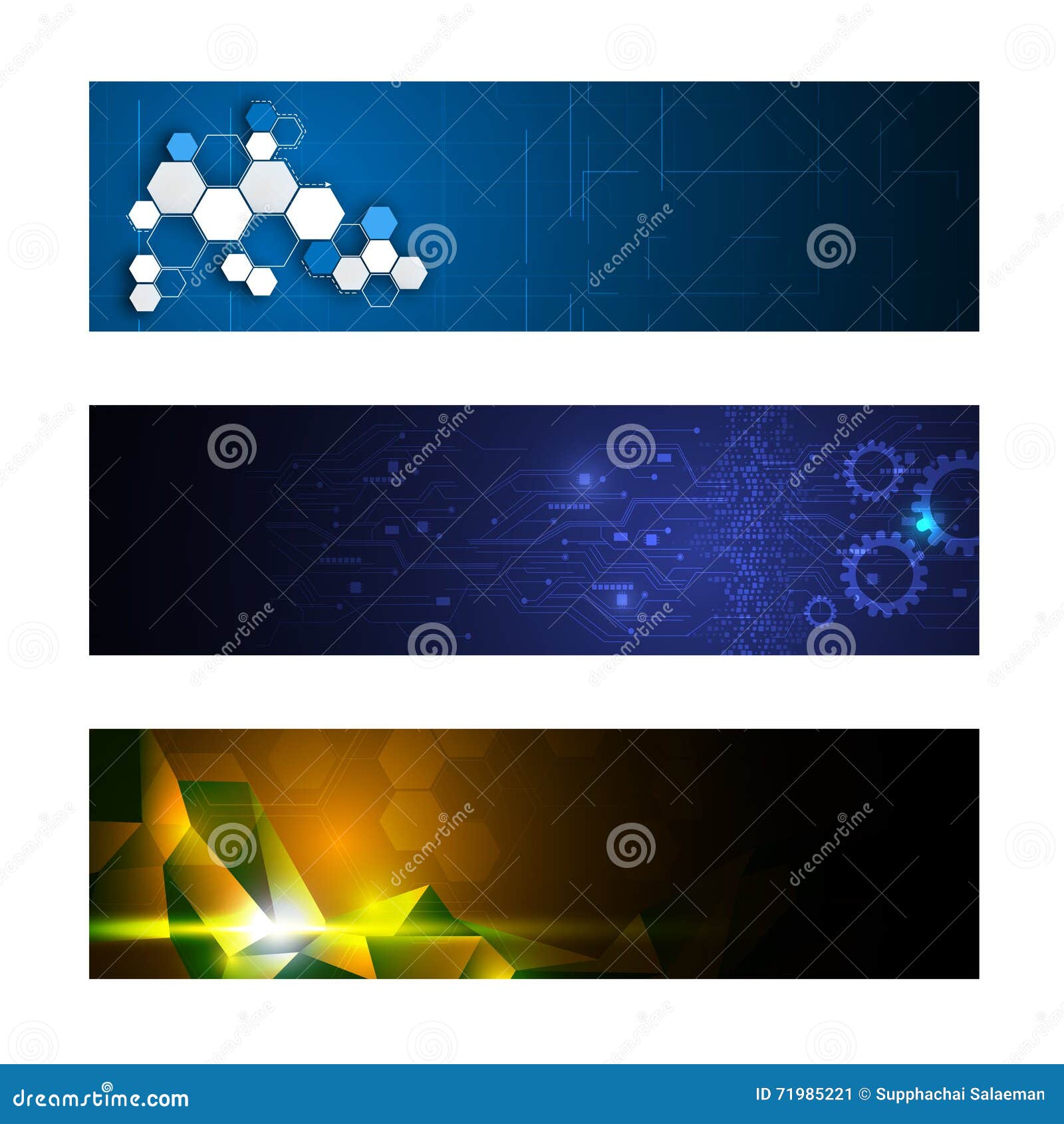 Set of 3 Banner Technology Innovation Concept Design Stock Vector ...
