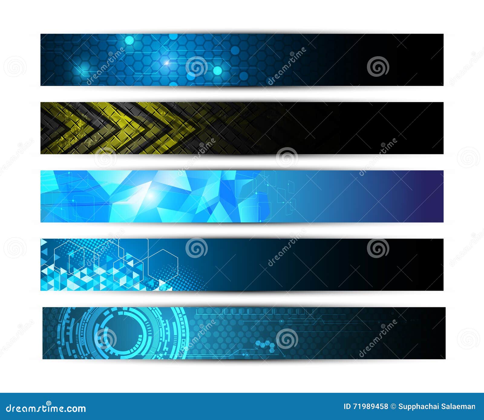 Set of 5 Banner Technology Innovation Digital Pattern Texture Design ...