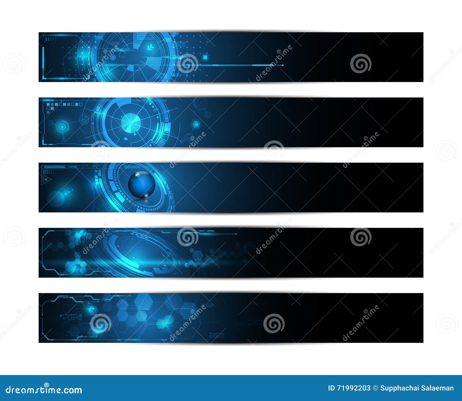 Set of 5 Banner Technology Innovation Future Futuristic Design Concept ...