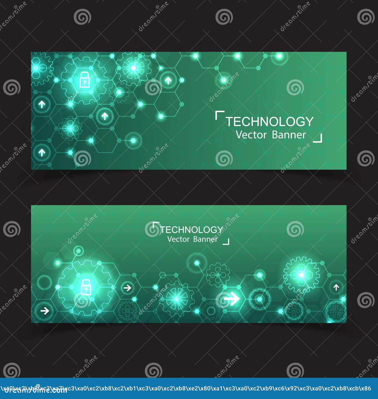 Set of 2 Banner Technology Innovation Modern. Stock Vector ...