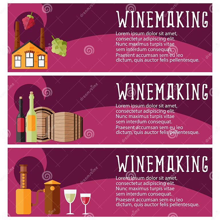 Set of Banner for Winemaking Industry Winemaking Objects. V Stock ...