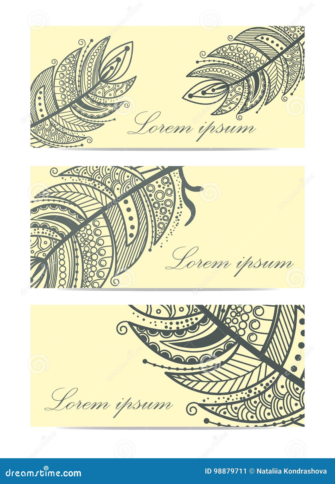 Set Banner with Zen Feather Stock Vector - Illustration of decor, boho ...
