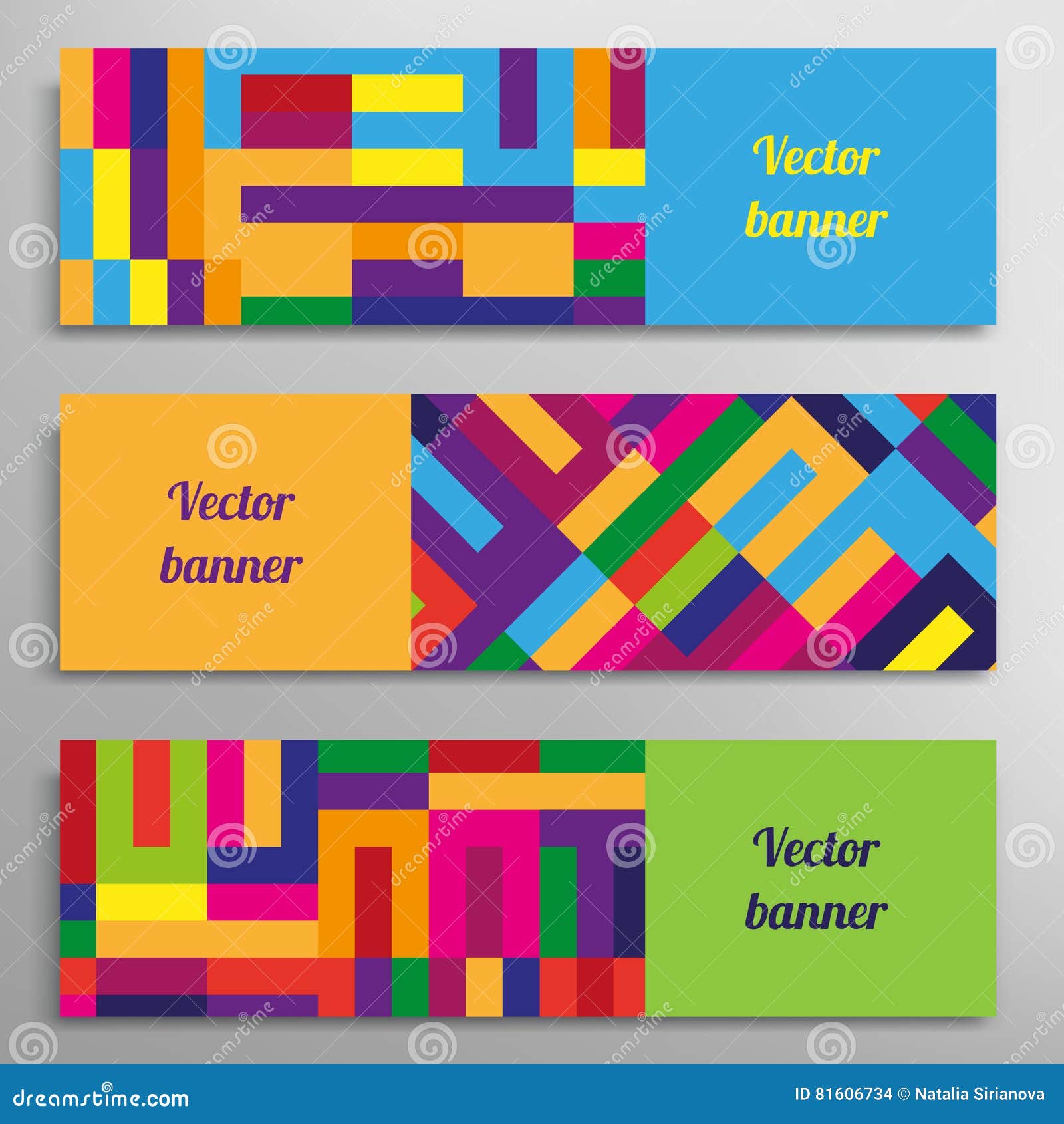 Set of Banners with Abstract Geometric Stock Illustration ...