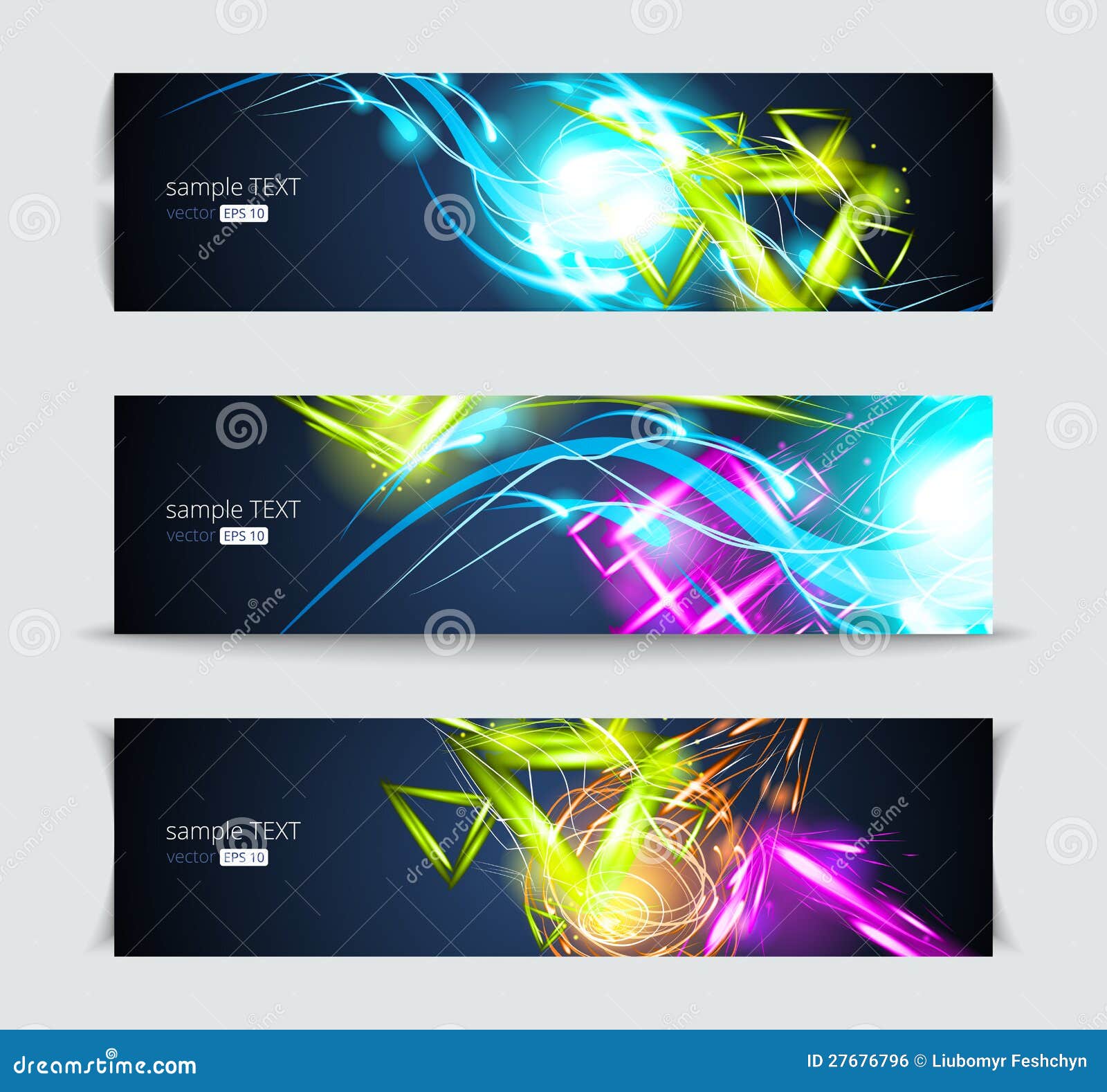 Set of Banners and Abstract Headers with Shadows Stock Vector ...