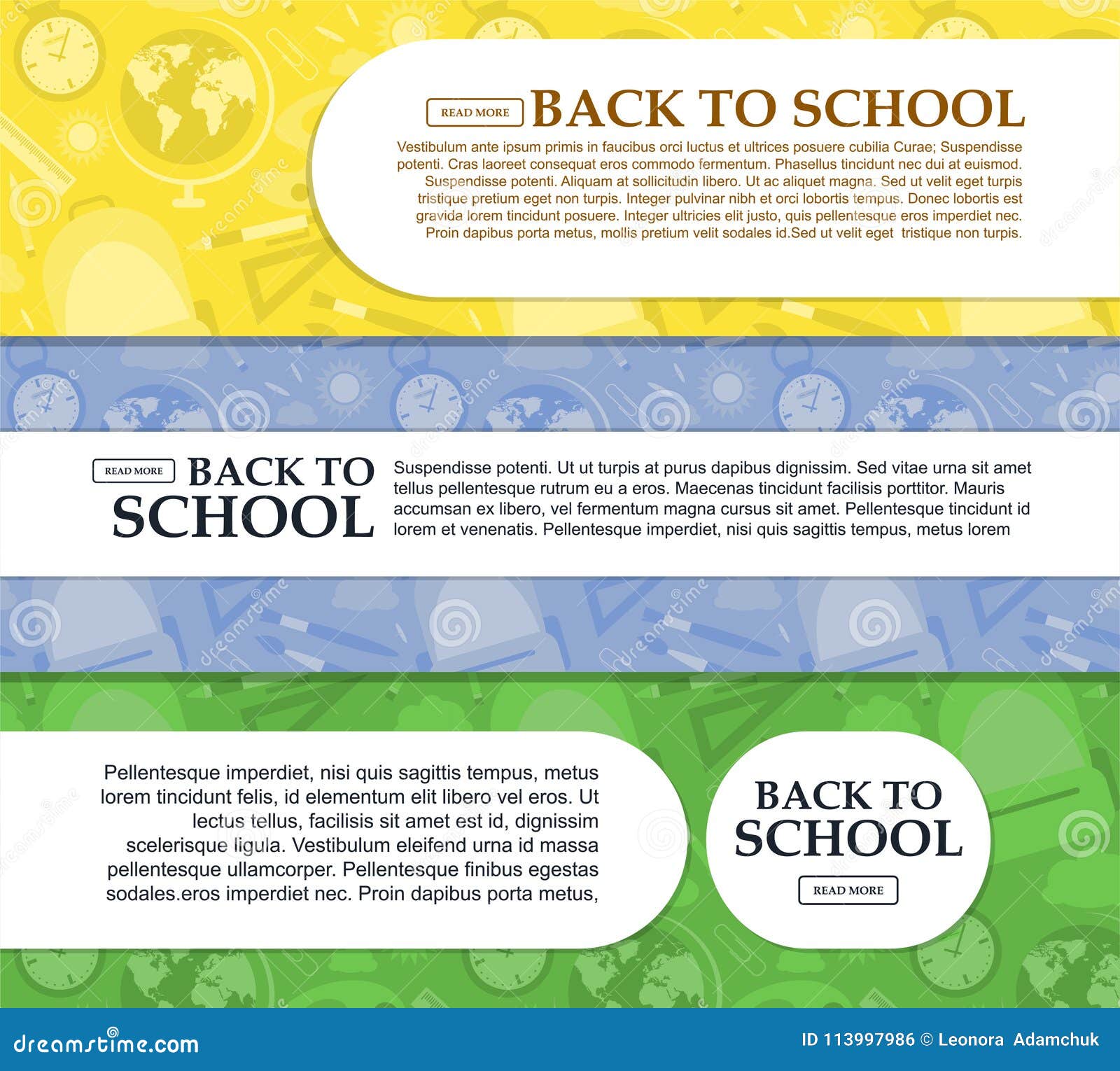 Set of Banners Back To School with Place for Your Text. Stock ...