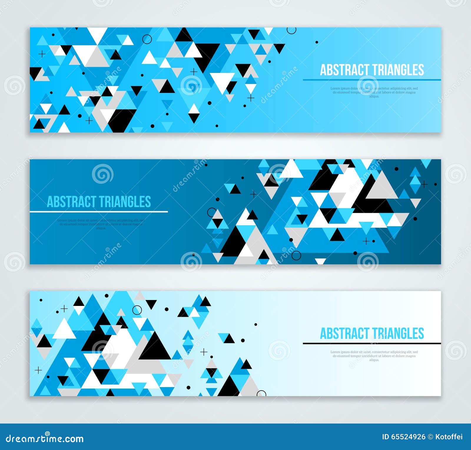Set of Banners with Blue Geometric Triangles Stock Vector ...