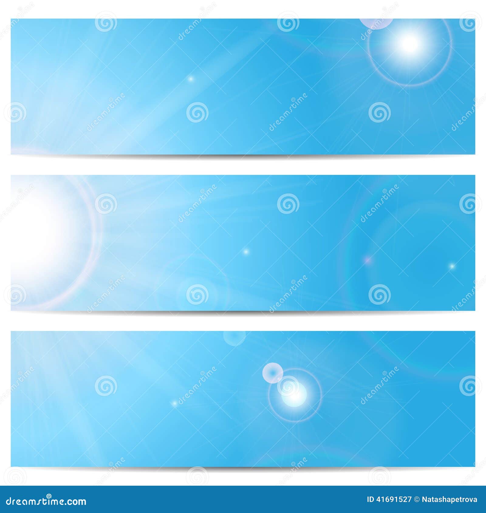 Set of Banners with Blue Sky and Sun Stock Vector - Illustration of ...