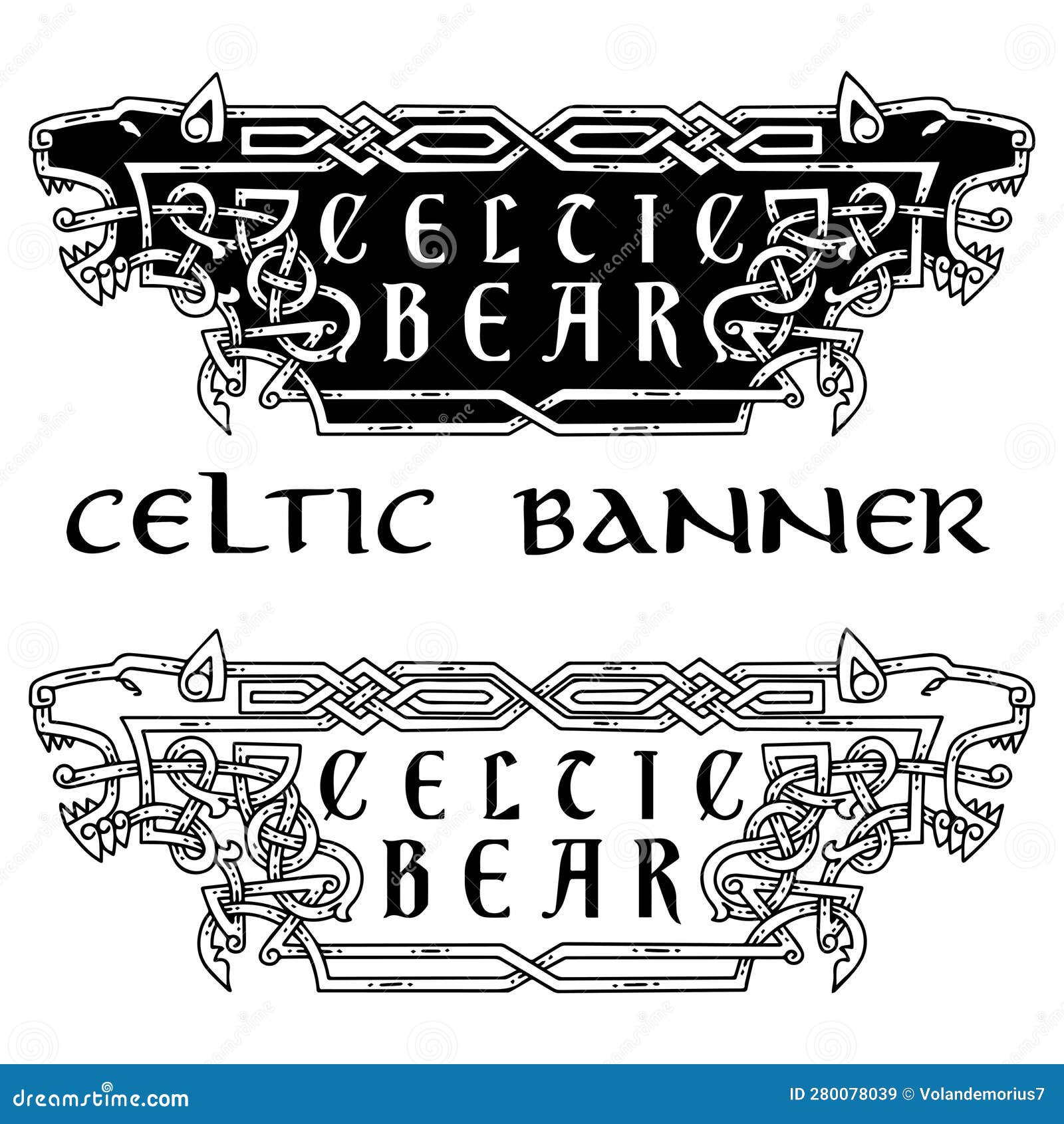 Set of Banners in Celtic Style.Banners with Animal Muzzle. Stock ...