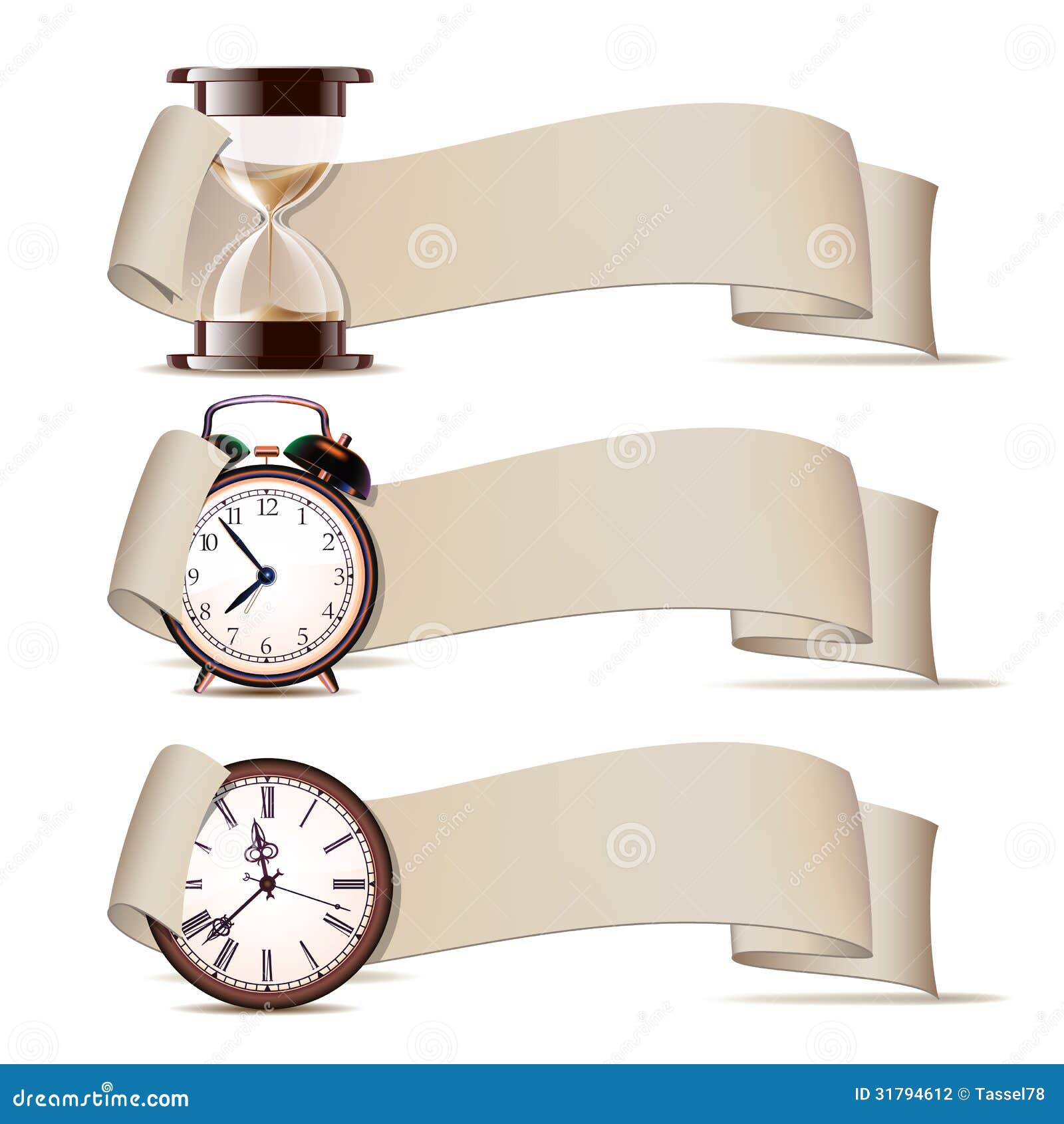 Set of Banners with Clocks. Stock Vector - Illustration of alarmclock ...
