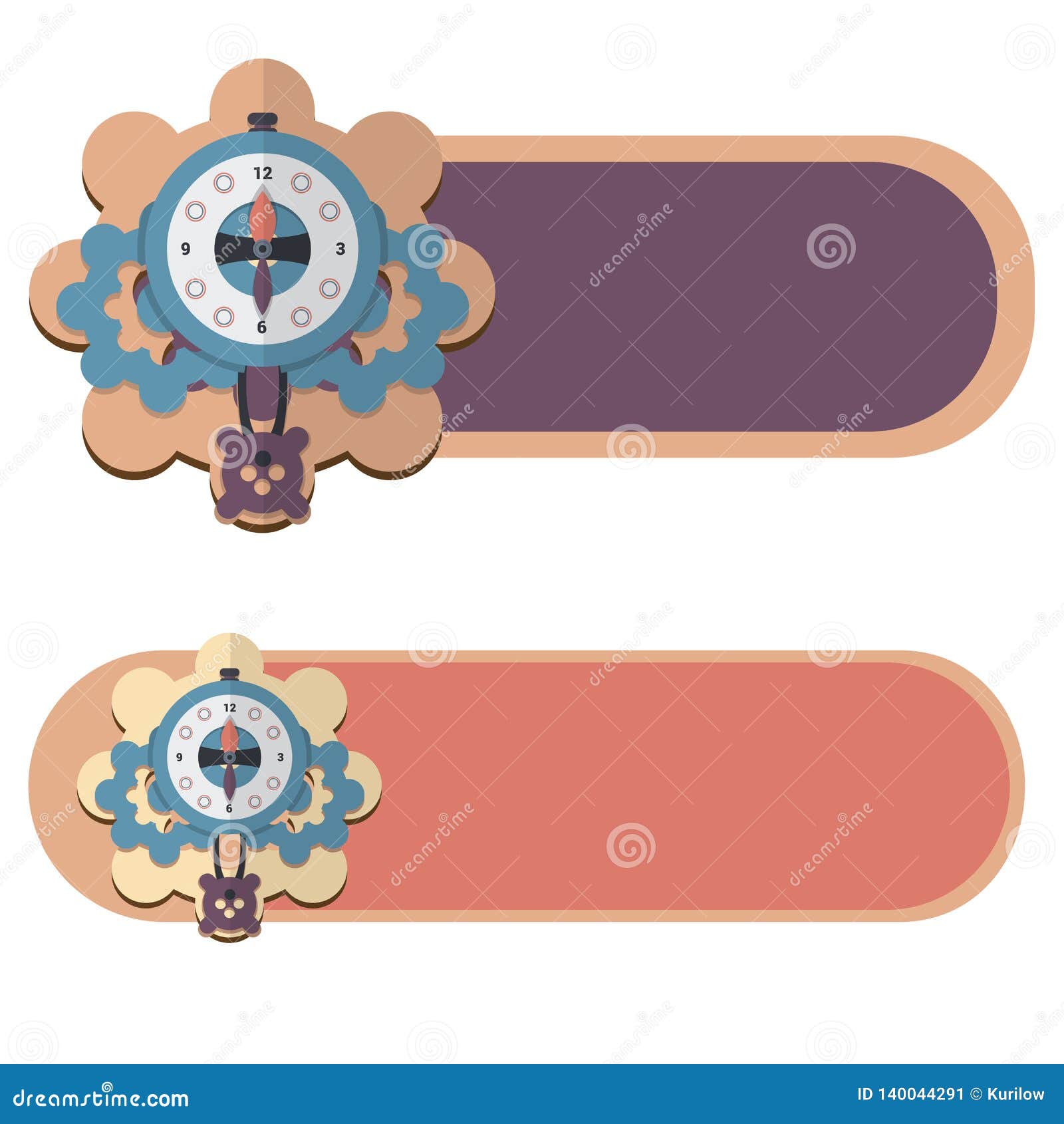 Set of Banners with Clocks. Vector Illustration. EPS10 Stock Vector ...