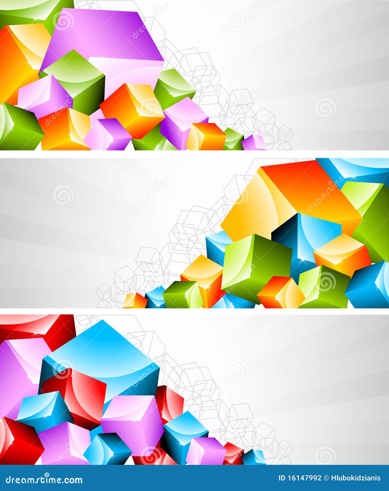 Set of Banners with Coloful Cubes Stock Vector - Illustration of glossy ...