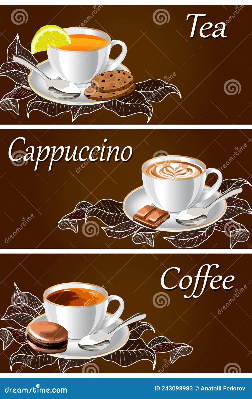 Set of Banners with Cups and Text. Stock Vector - Illustration of ...