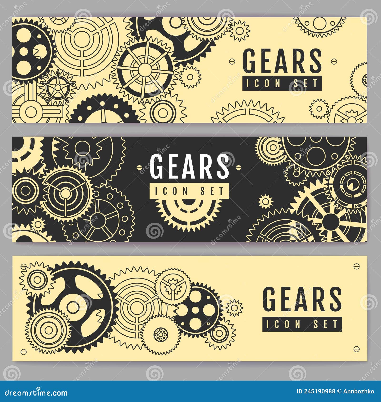 Banners With Gears In The Form Of Metal Wings. Logo Vector Illustration ...