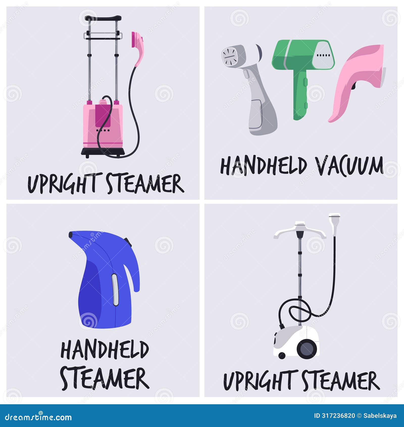 Set of Banners with Different Steamer Tools Flat Style, Vector ...