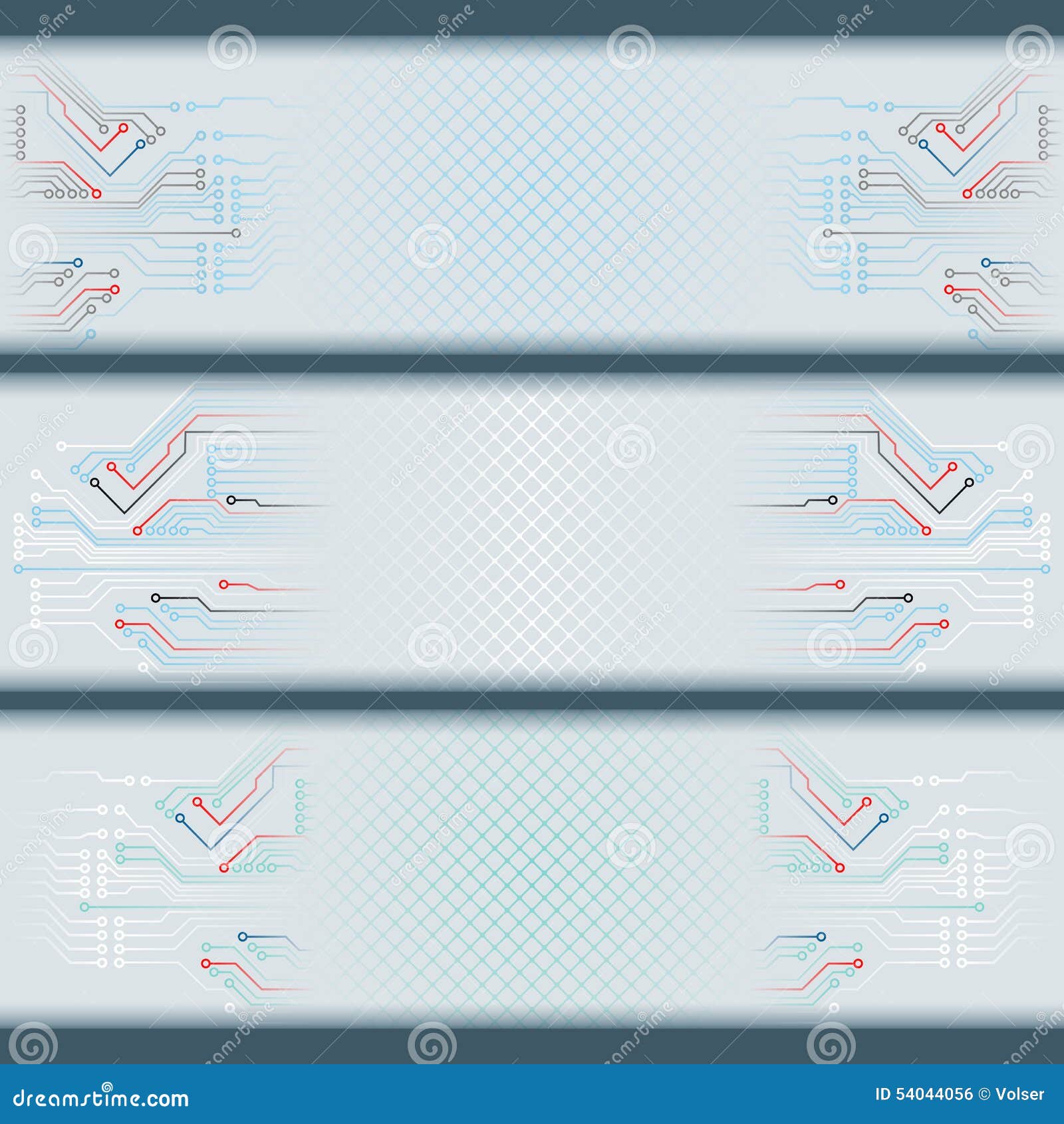 Set of Banners with Electronic Circuits and Space for Text Stock Vector ...