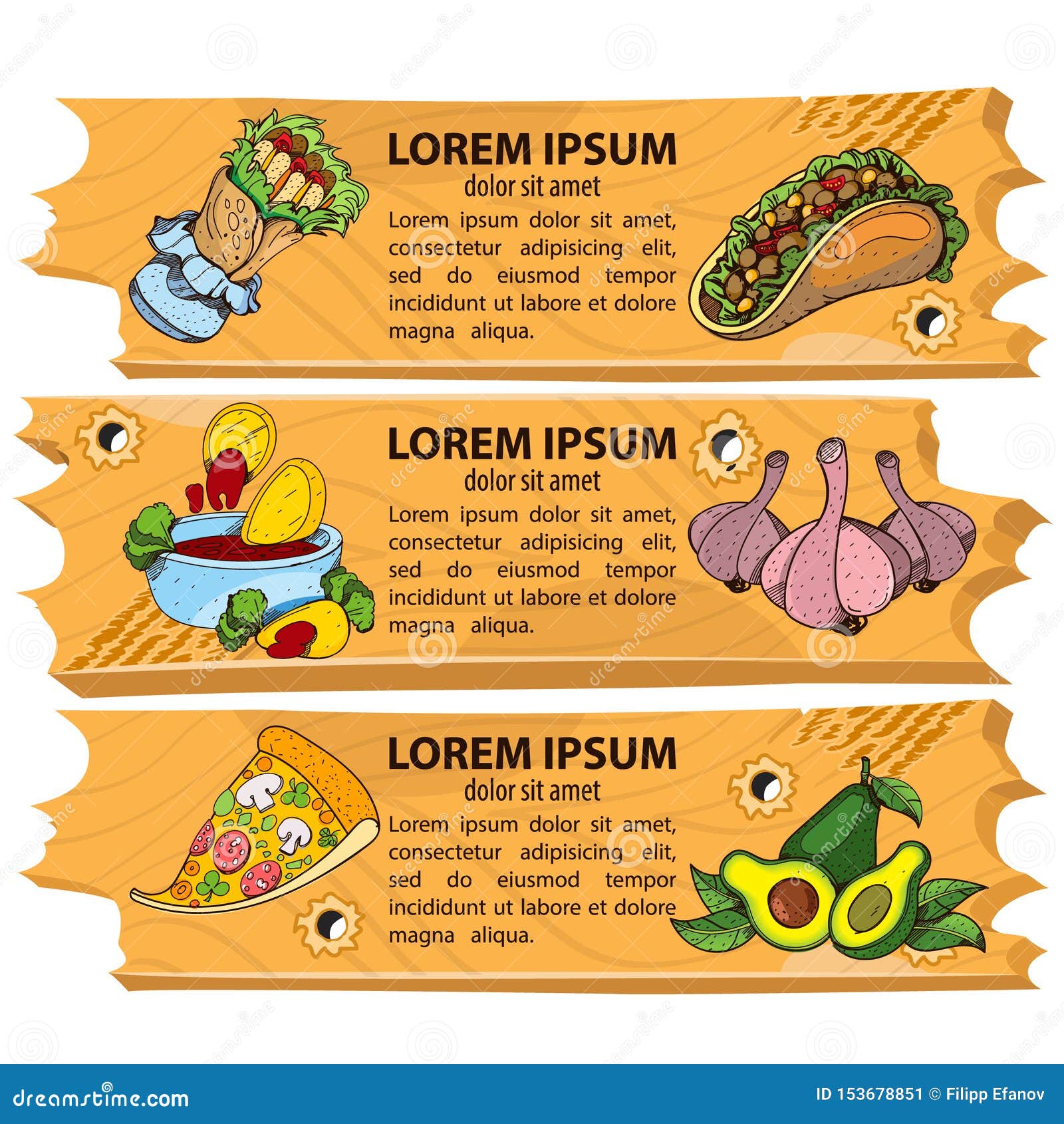 Banners Of Fast Food Sketch Design. Hand Drawn Illustrations. Splash ...