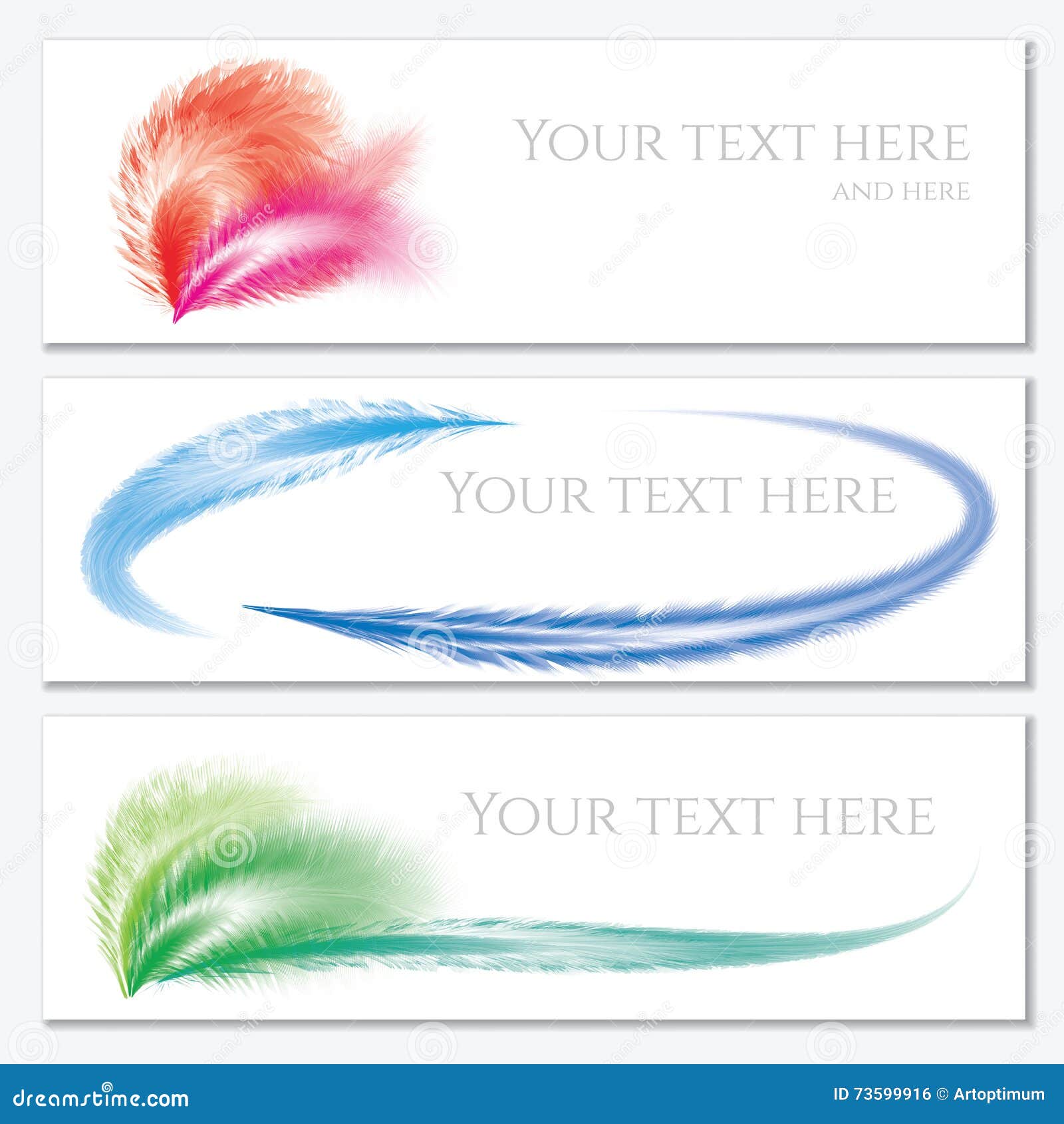 Set of Banners with Feathers. Vector Stock Vector - Illustration of ...