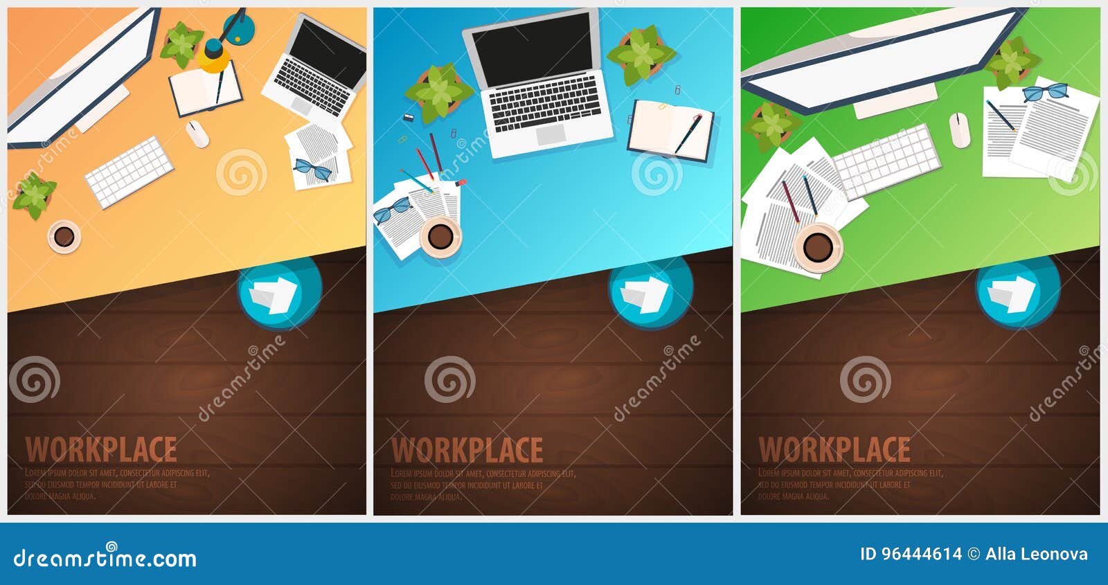 Set Banners of Freelance Workplace Office, Co-working Centre ...