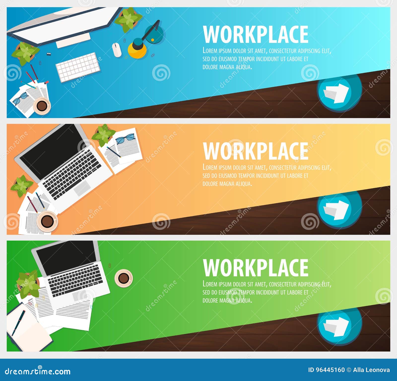 Set Banners of Freelance Workplace Office, Co-working Centre ...
