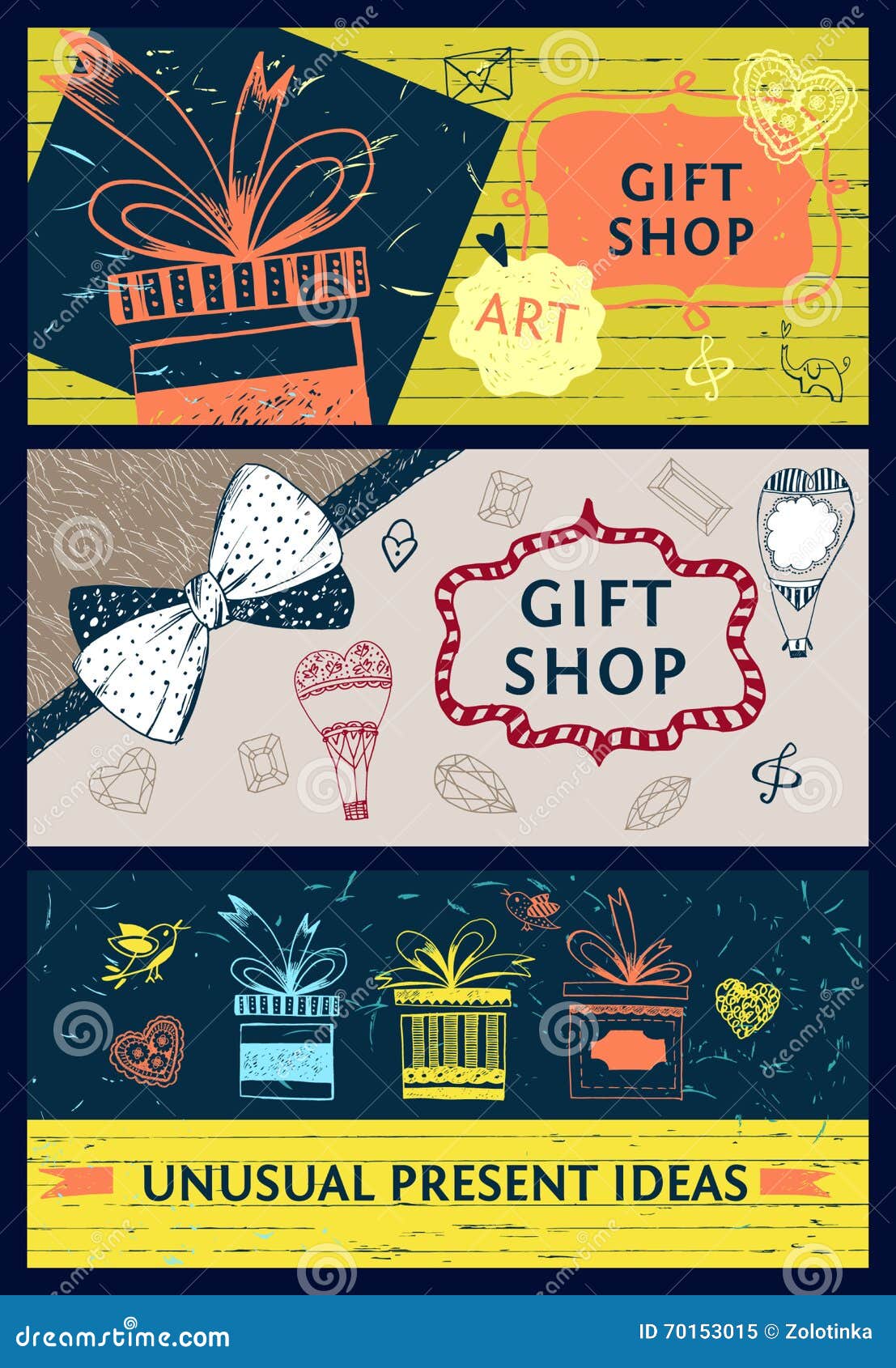 Set of Banners for Gift Shop. Stock Vector - Illustration of abstract ...