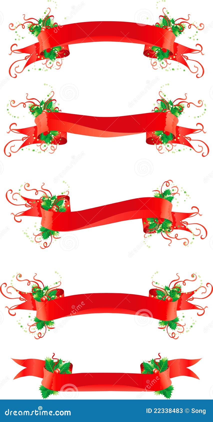 Set of banners with holly stock vector. Illustration of celebration ...