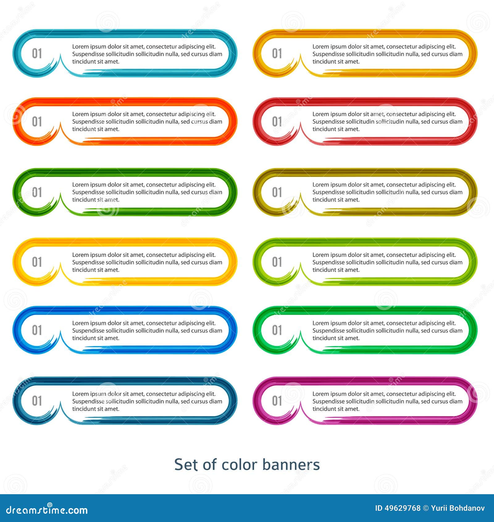 Set of Banners Horizontal Effect it Brush Paint Stock Vector ...