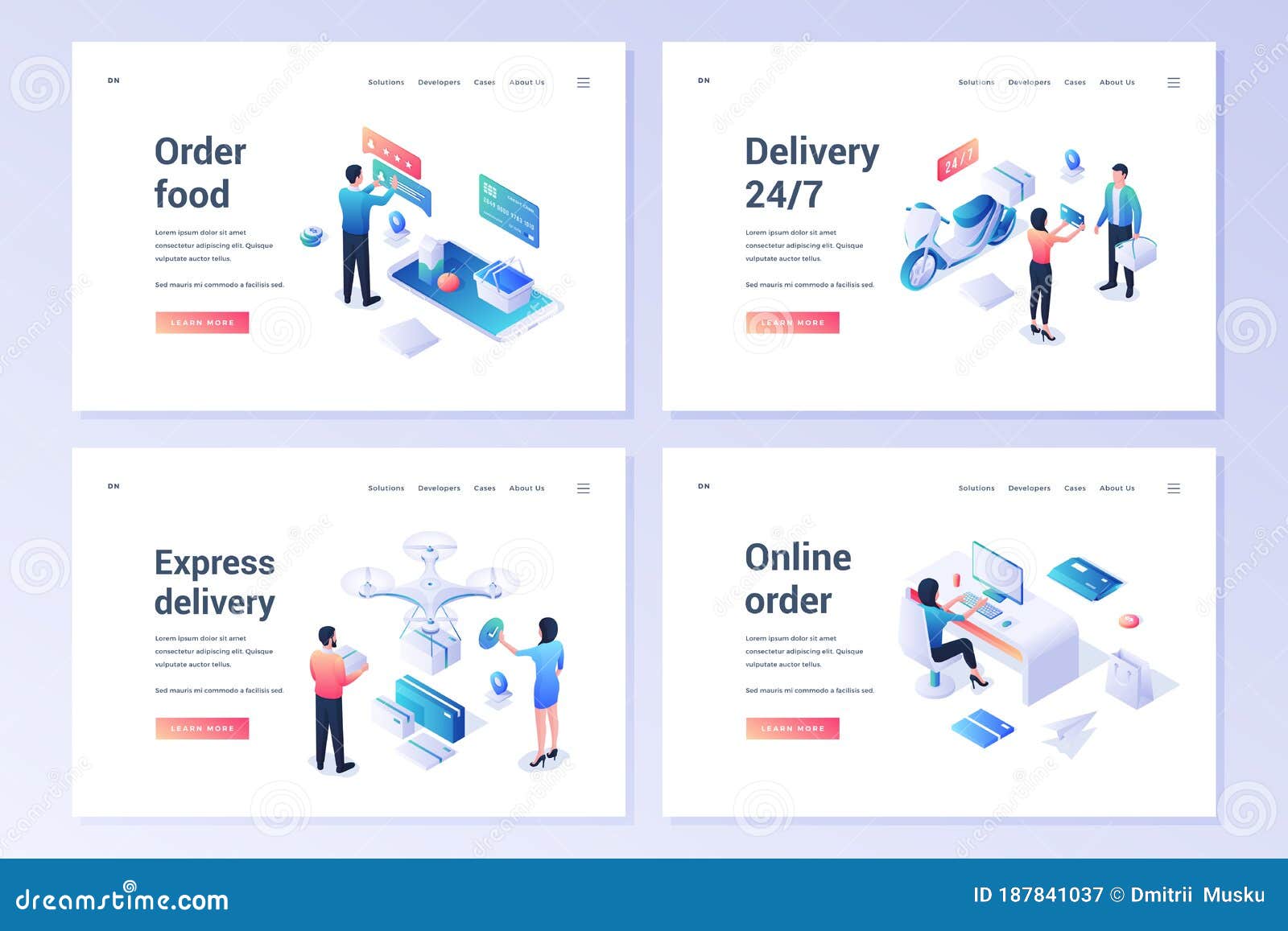 Set of Banners for Online Order and Delivery Stock Illustration ...