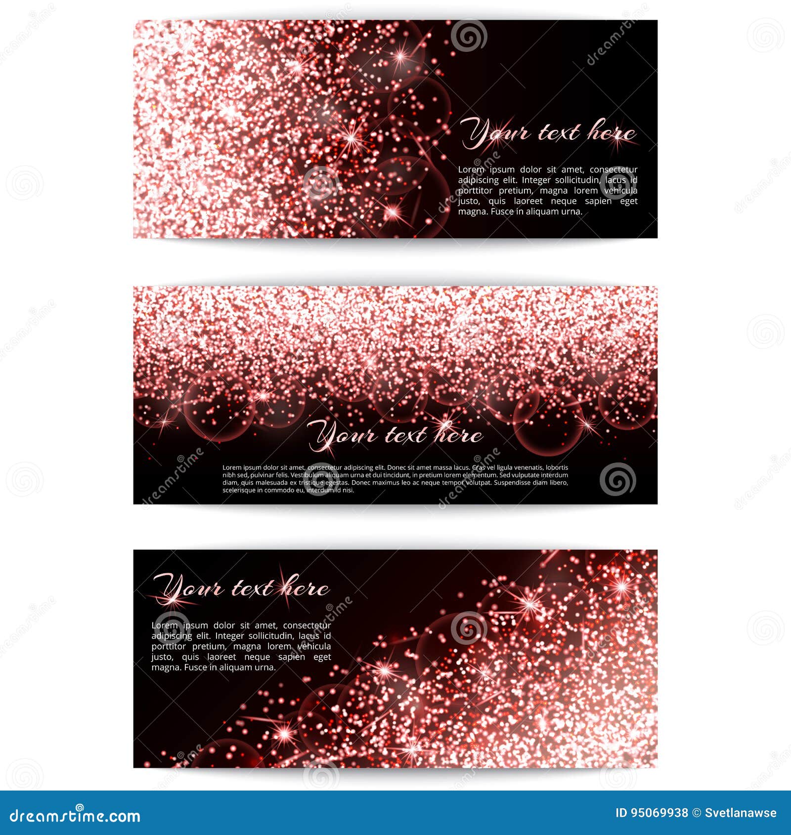 Set of Banners with Pink Sparkles Stock Vector - Illustration of card ...