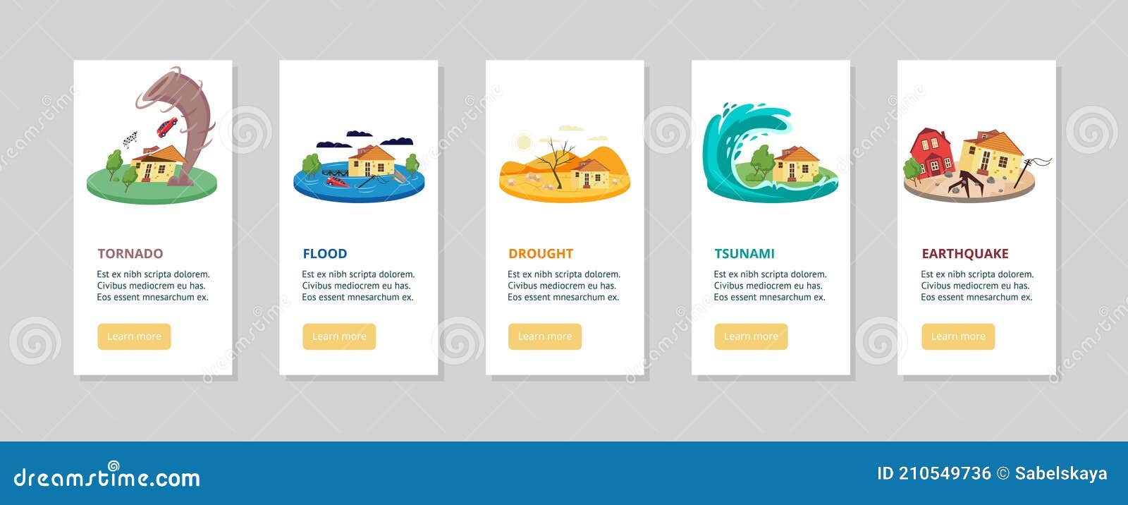 Set of Banners Showing Various Natural Disasters, Flat Vector ...