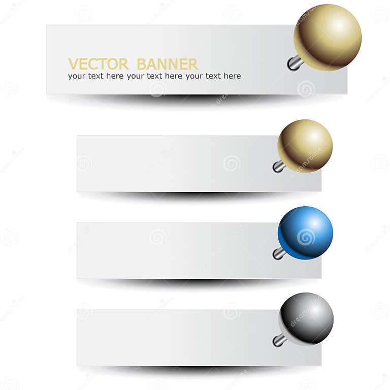 Set of Banners with Pushpin - Web Header Stock Vector - Illustration of ...