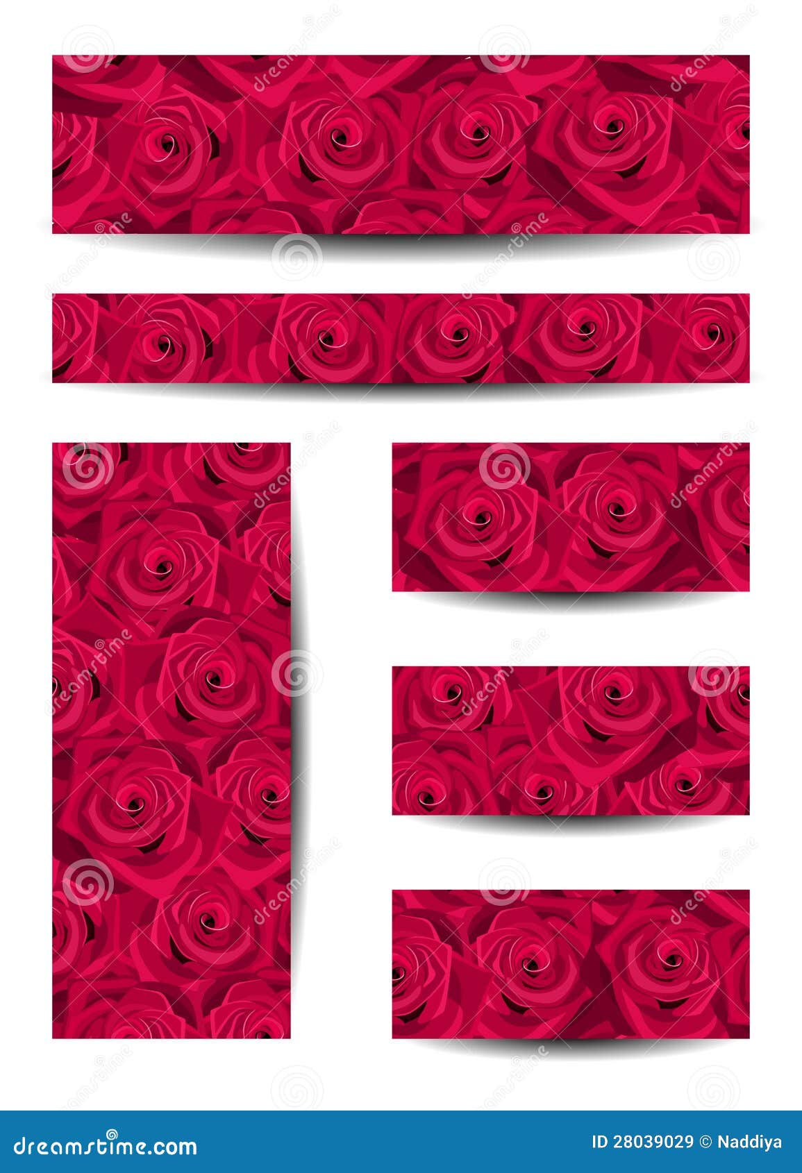Set of Banners with Red Roses. Stock Illustration - Illustration of ...