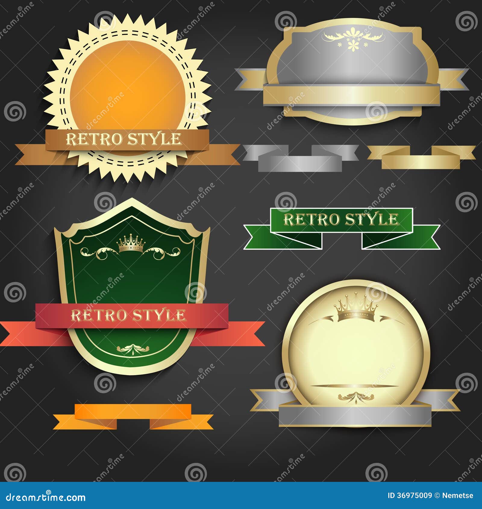 Set of Banners in Retro Style Stock Vector - Illustration of abstract ...