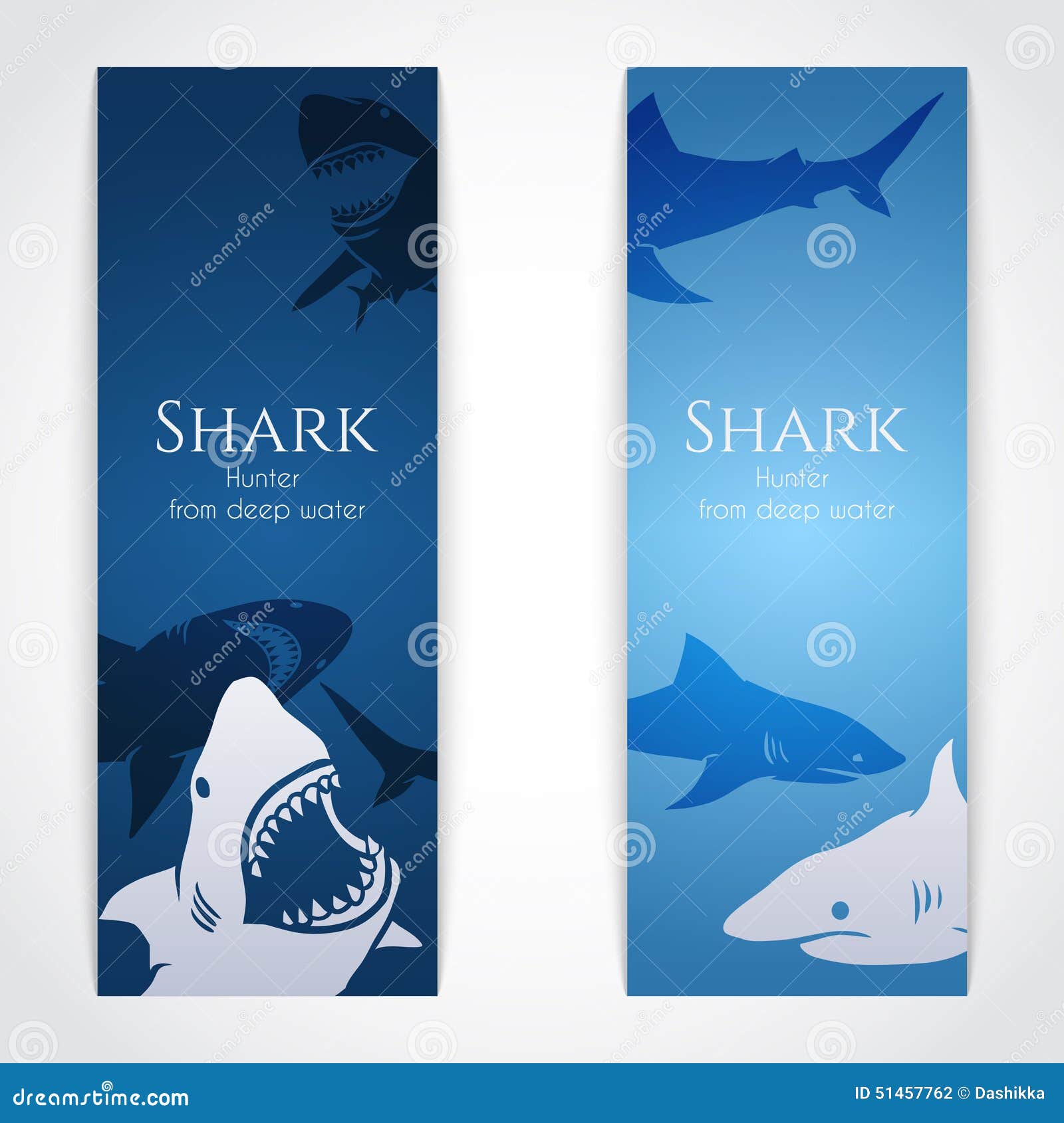 Set of banners with sharks stock vector. Illustration of header - 51457762