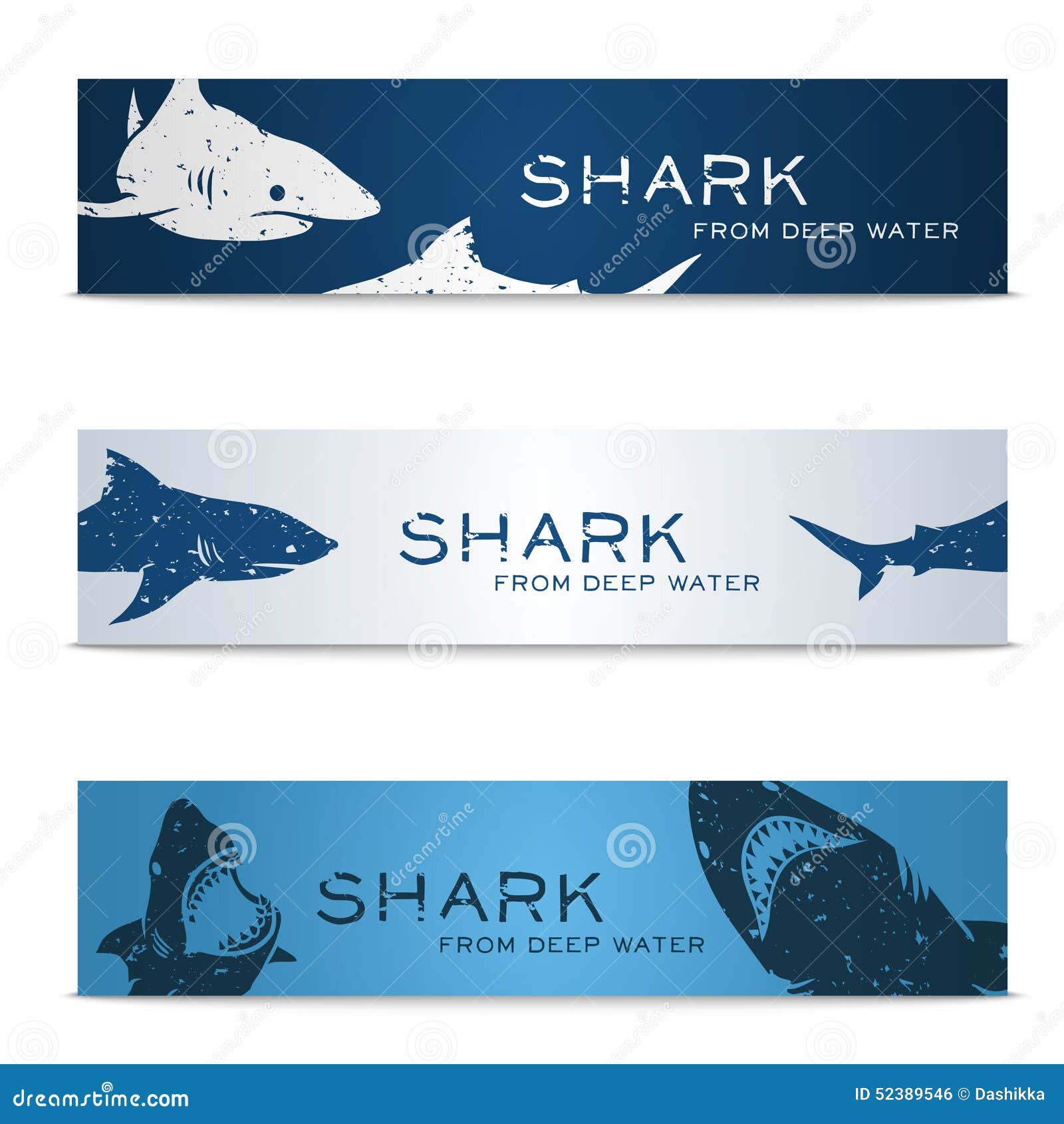 Set of banners with sharks stock vector. Illustration of sharp - 52389546