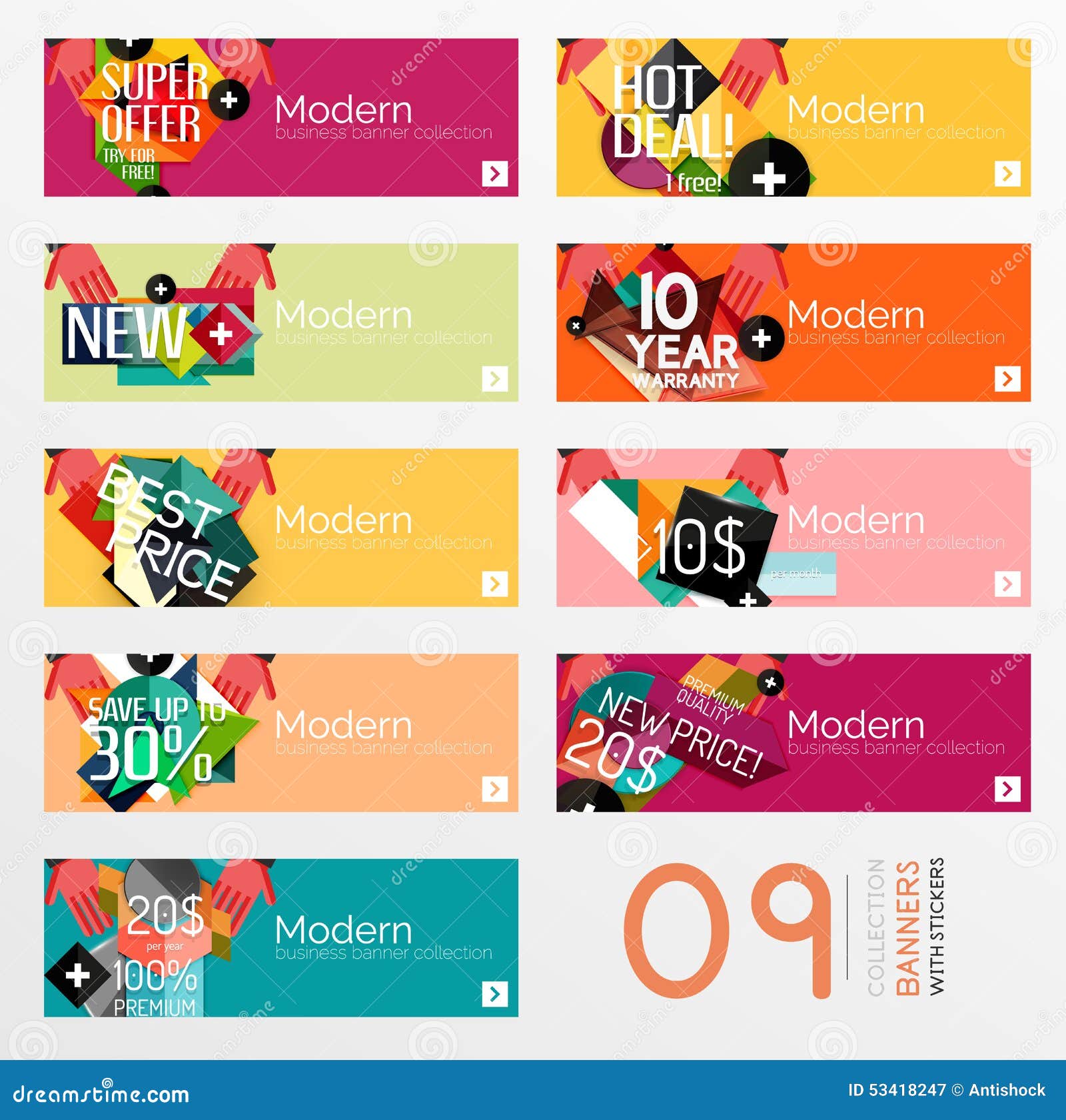 Set of Banners with Stickers, Labels and Elements Stock Vector ...