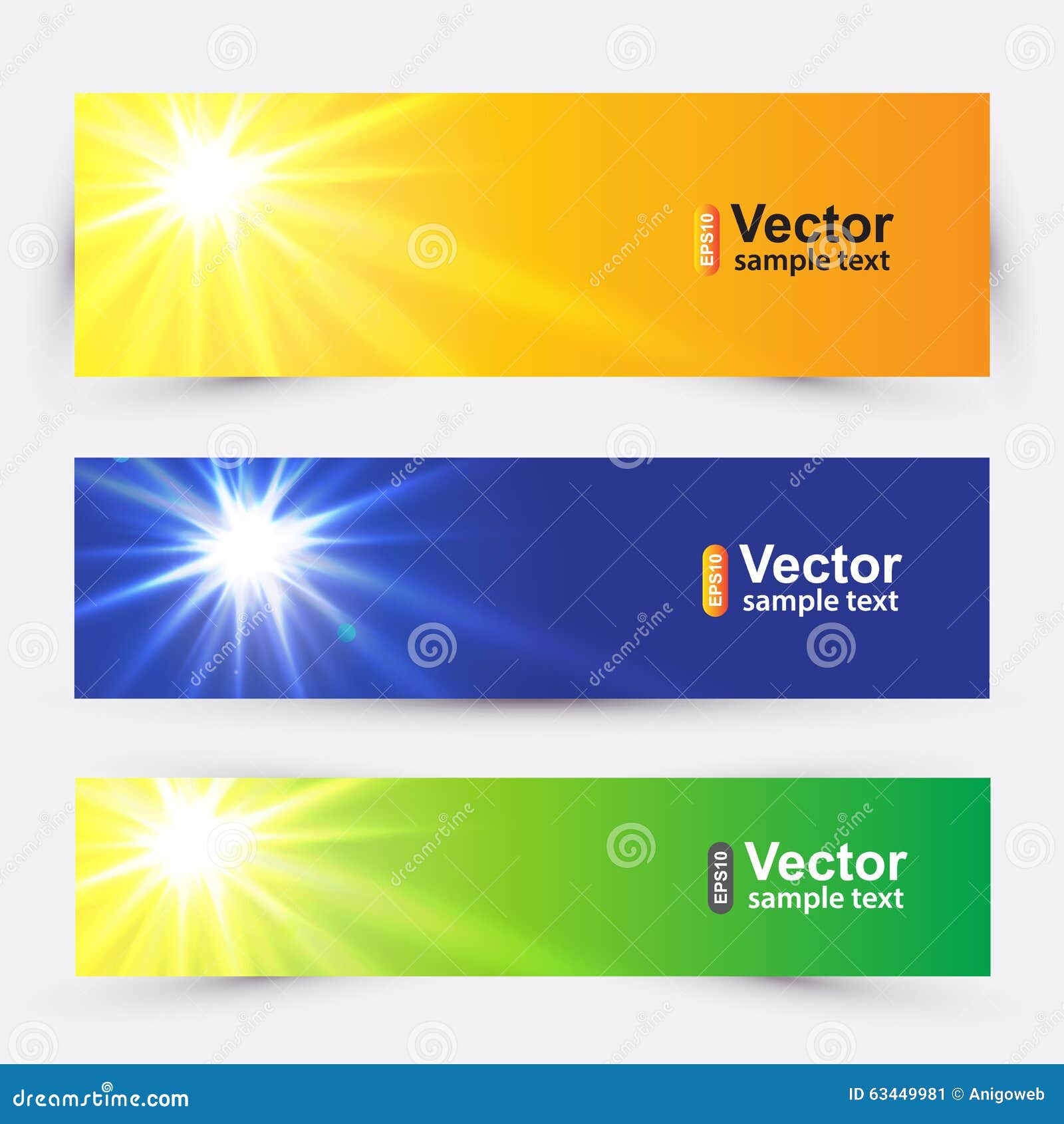 A Set of Banners with Summer Sun Stock Vector - Illustration of solar ...