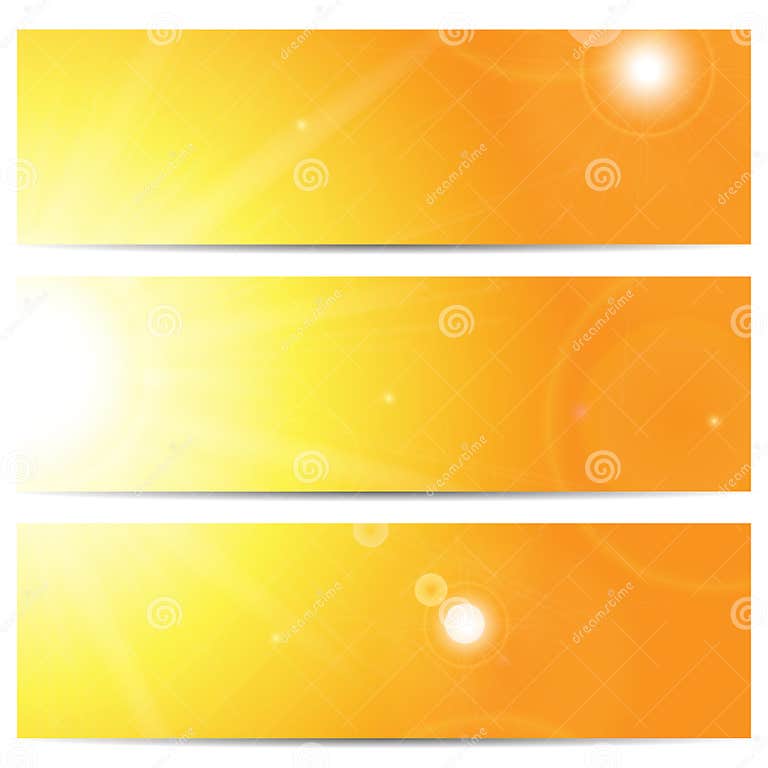 Set of Banners with the Sun and Sunlight Stock Vector - Illustration of ...