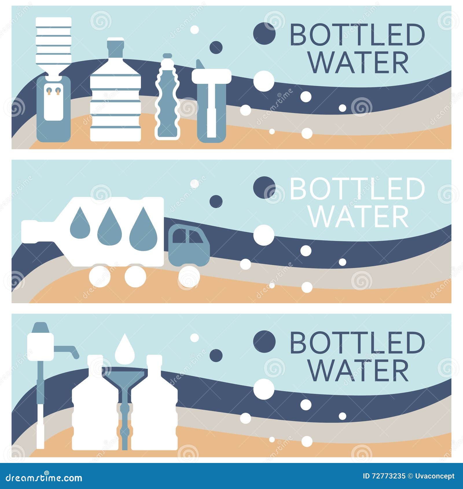 Set of Banners for Theme Bottled Water Design. Vector Illus Stock ...