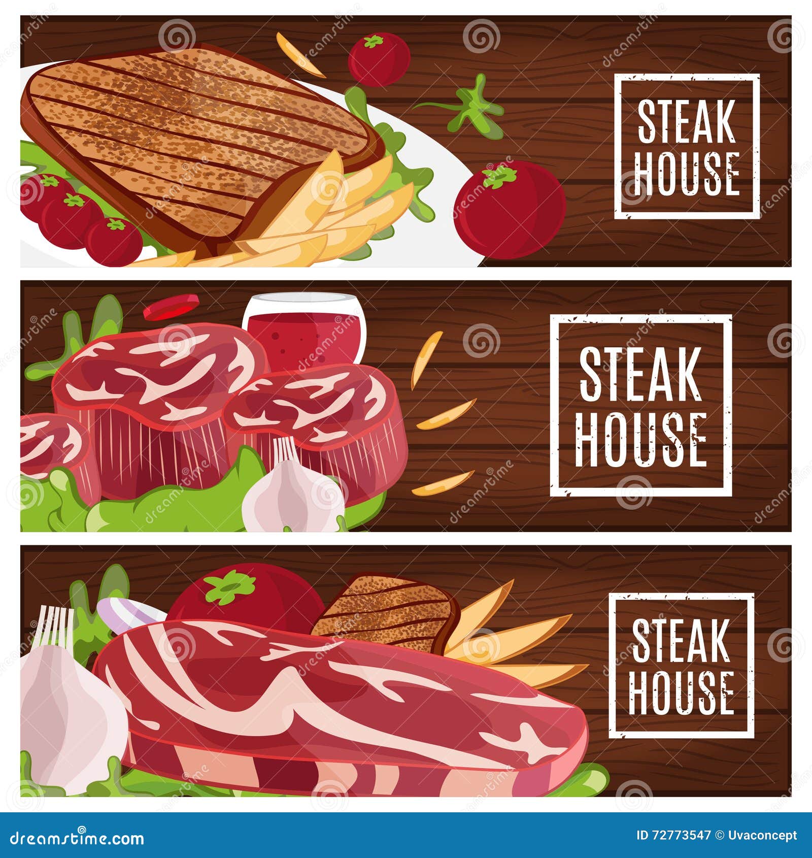 Set of Banners for Theme Steak House Stock Vector - Illustration of ...