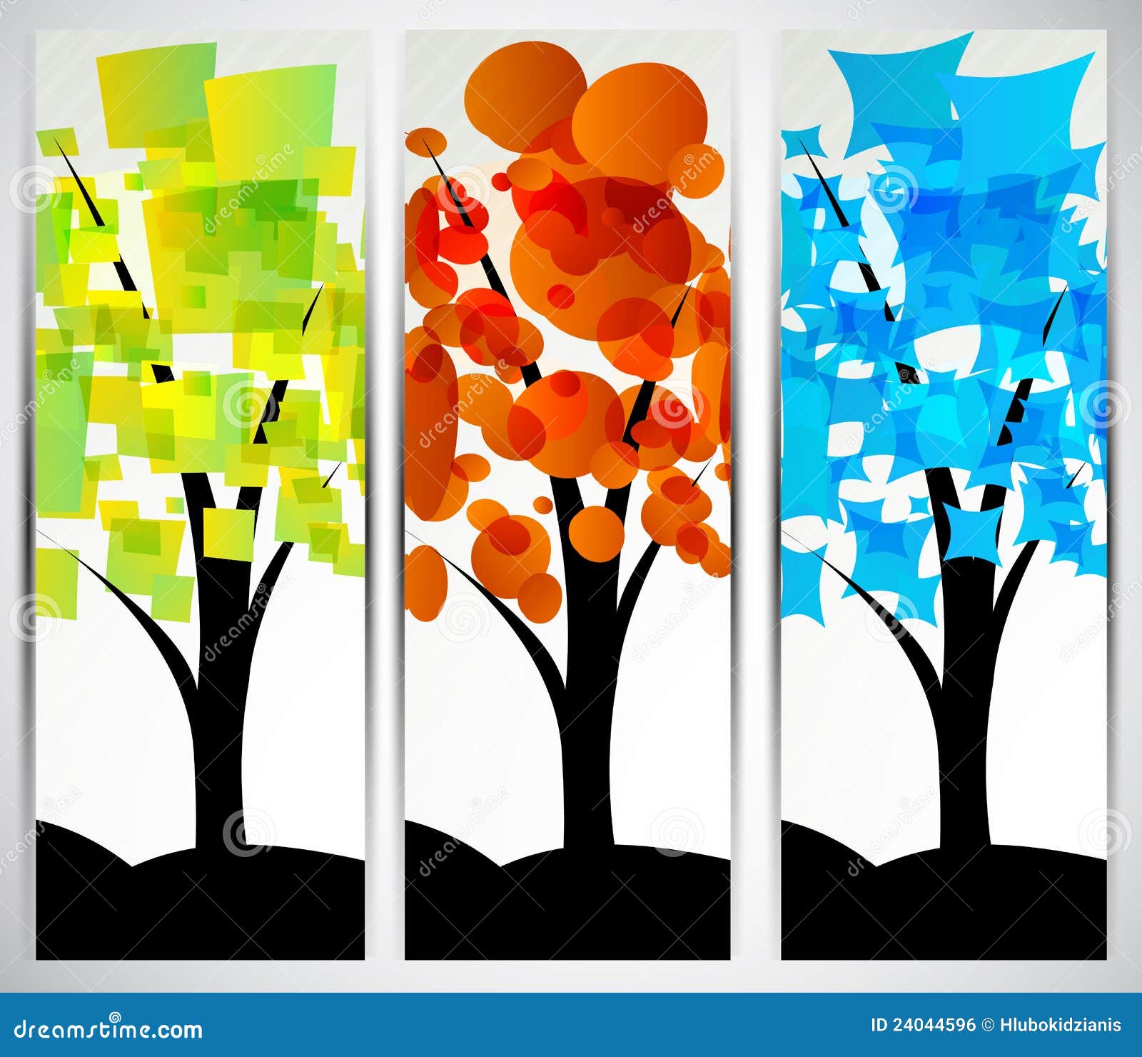 Set of banners with tree stock vector. Illustration of composition ...