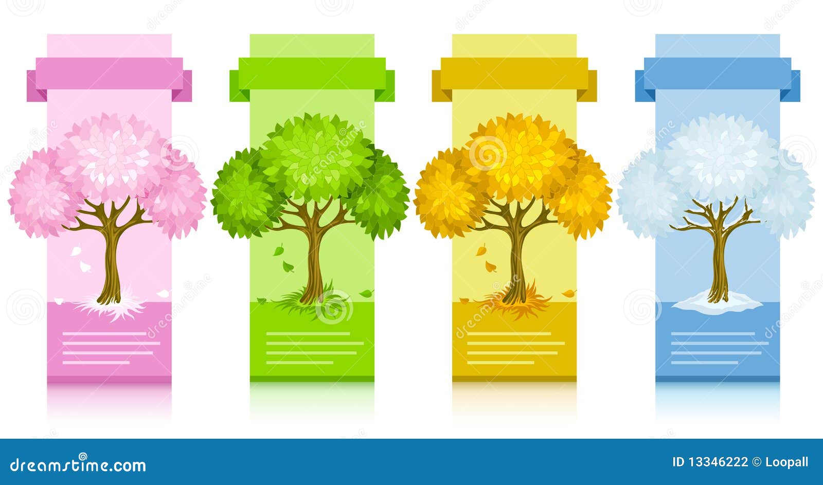 Set of Banners with Tree from Different Seasons Stock Illustration ...
