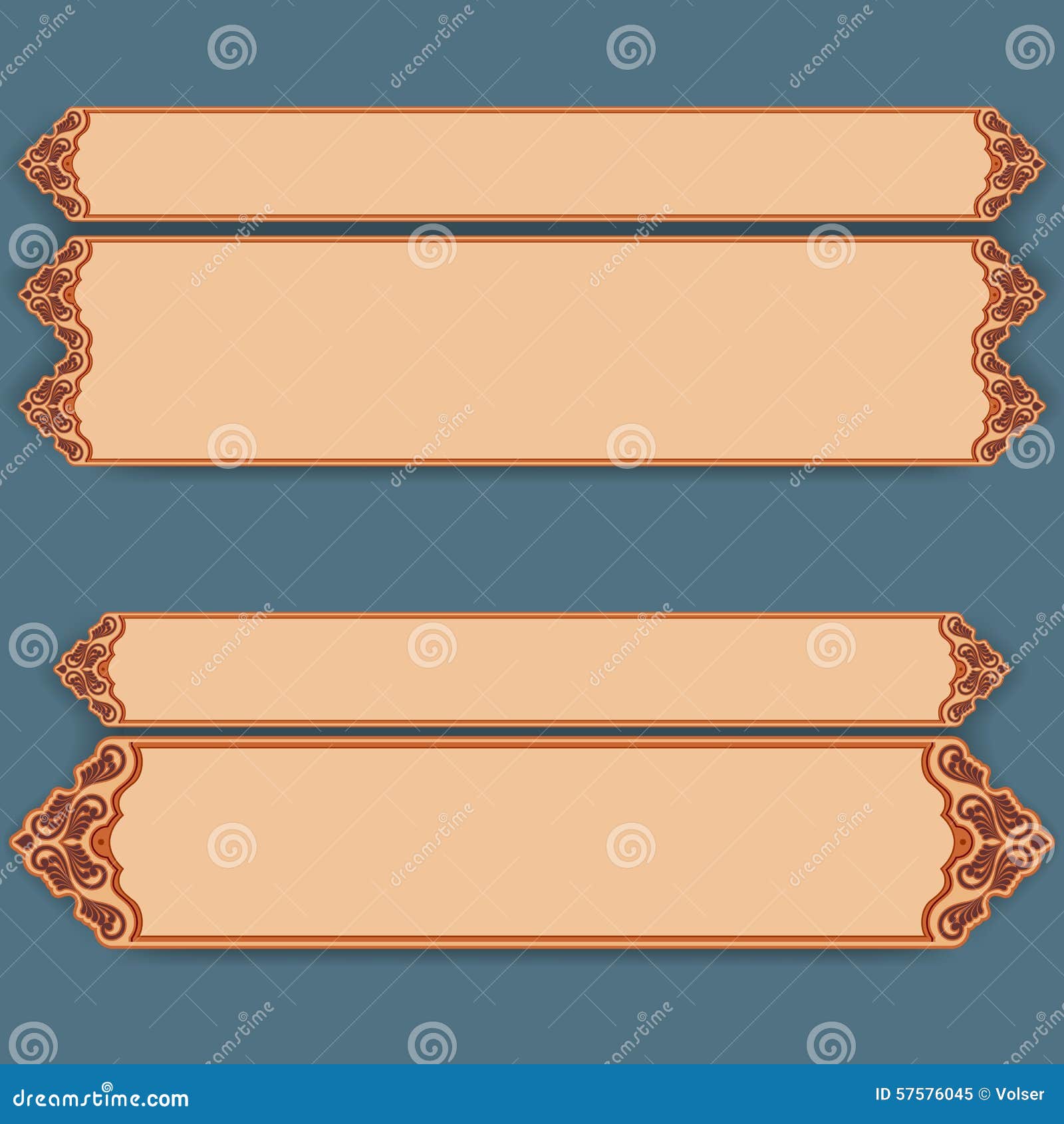 Set of Banners with Vintage, Ornamental, Arabesques Design Stock Vector ...