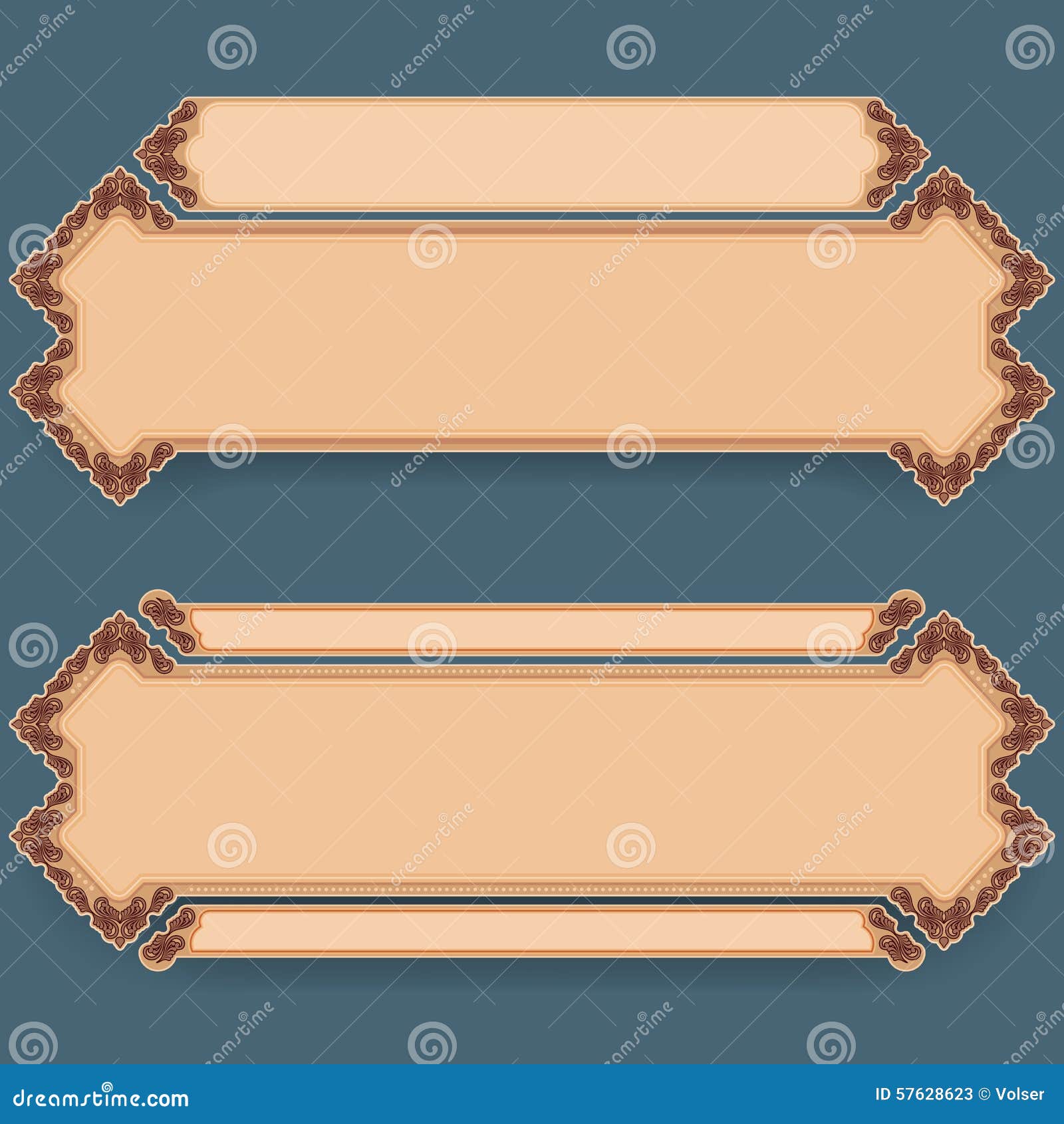 Set of Banners with Vintage, Ornamental, Arabesques Design Stock Vector ...