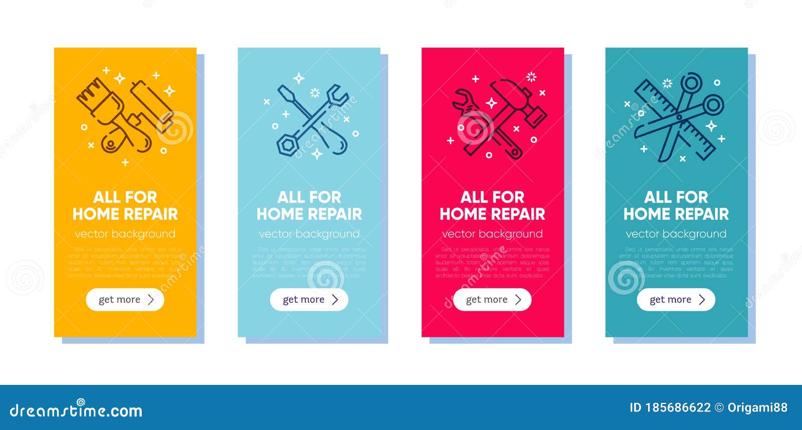 Set of Banners with Working Tools Pattern for Home Repair, Building ...