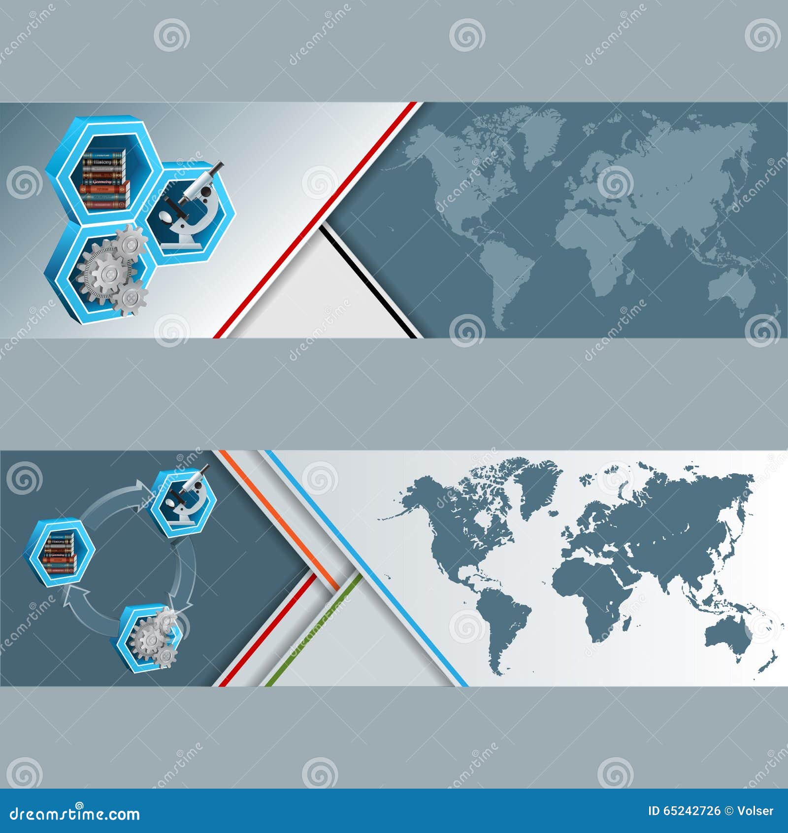 Set of Banners with World Map and Knowledge Translation in Research ...