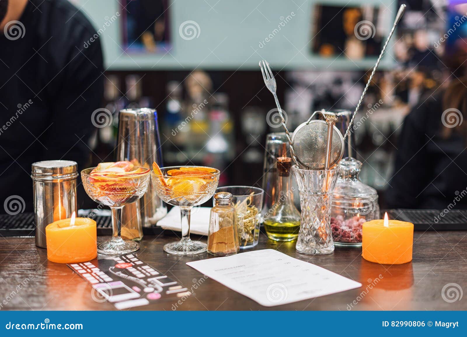 Set of Bar Accessories and Ingredients for Making a Cocktails on ...
