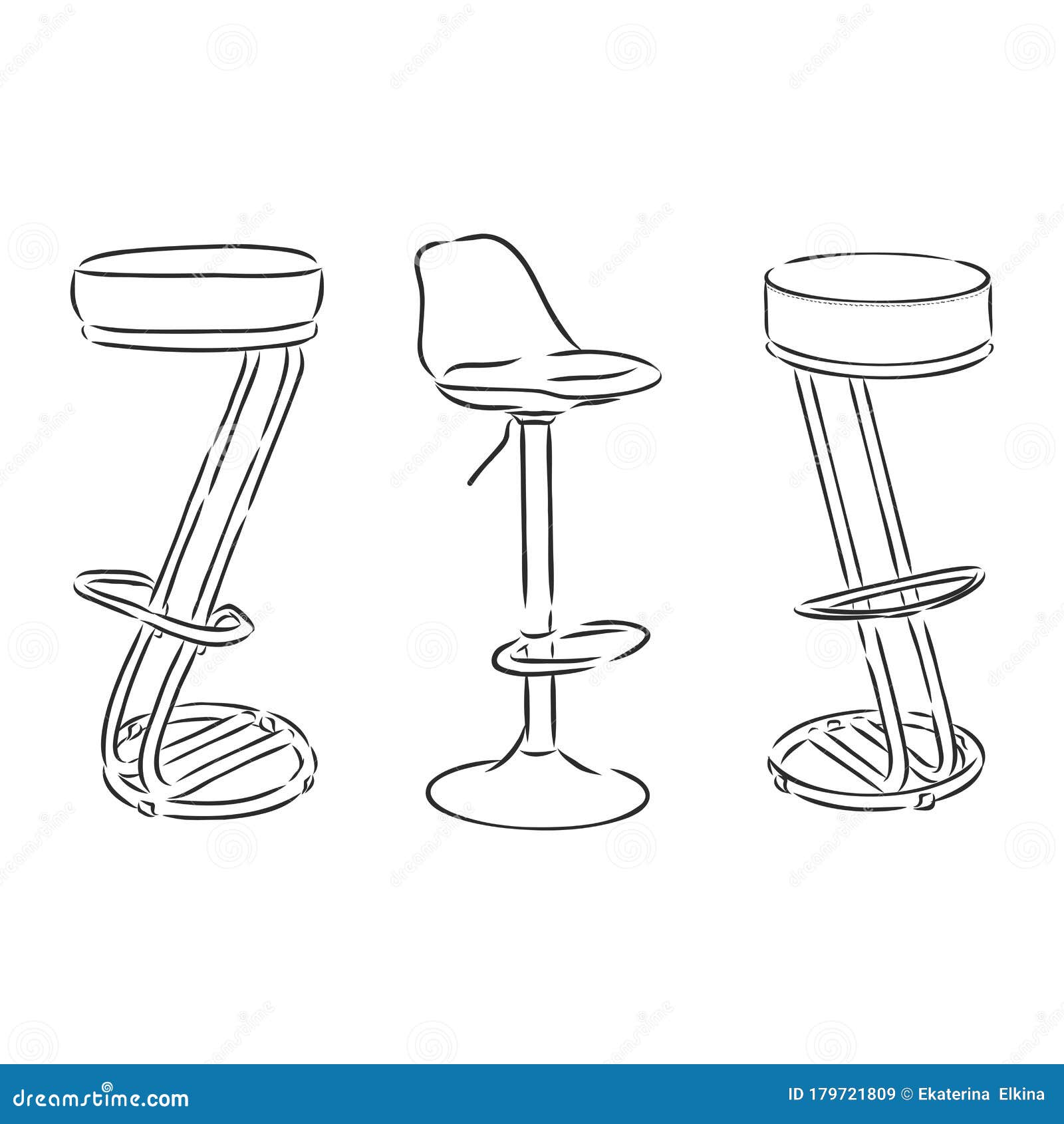 A Set of Bar Chairs Isolated on White Background.Vector Illustration in ...
